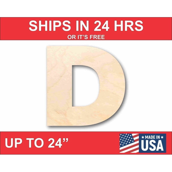 Unfinished Wood Block Letter D - Craft - up to 46" DIY 16" / 1/4 ...