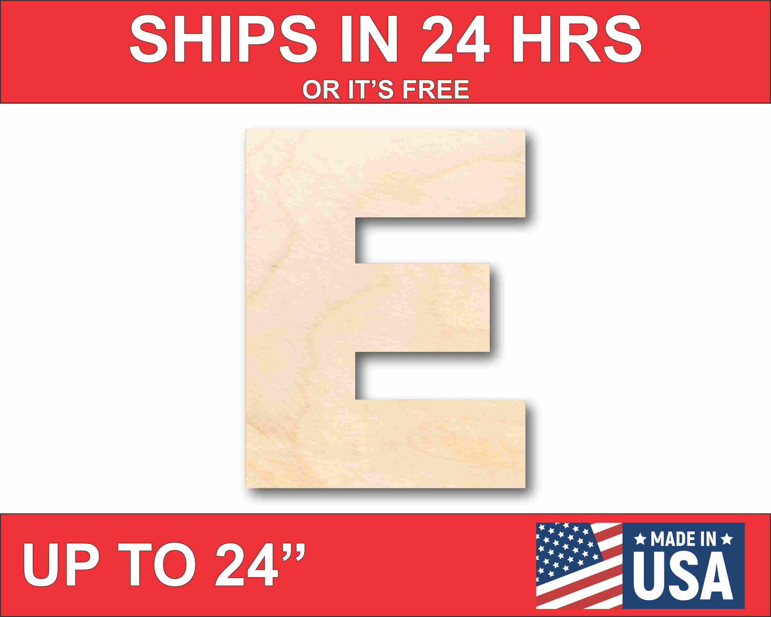 Unfinished Wood Block Letter E - Craft - up to 46" DIY 12" / 3/4 ...