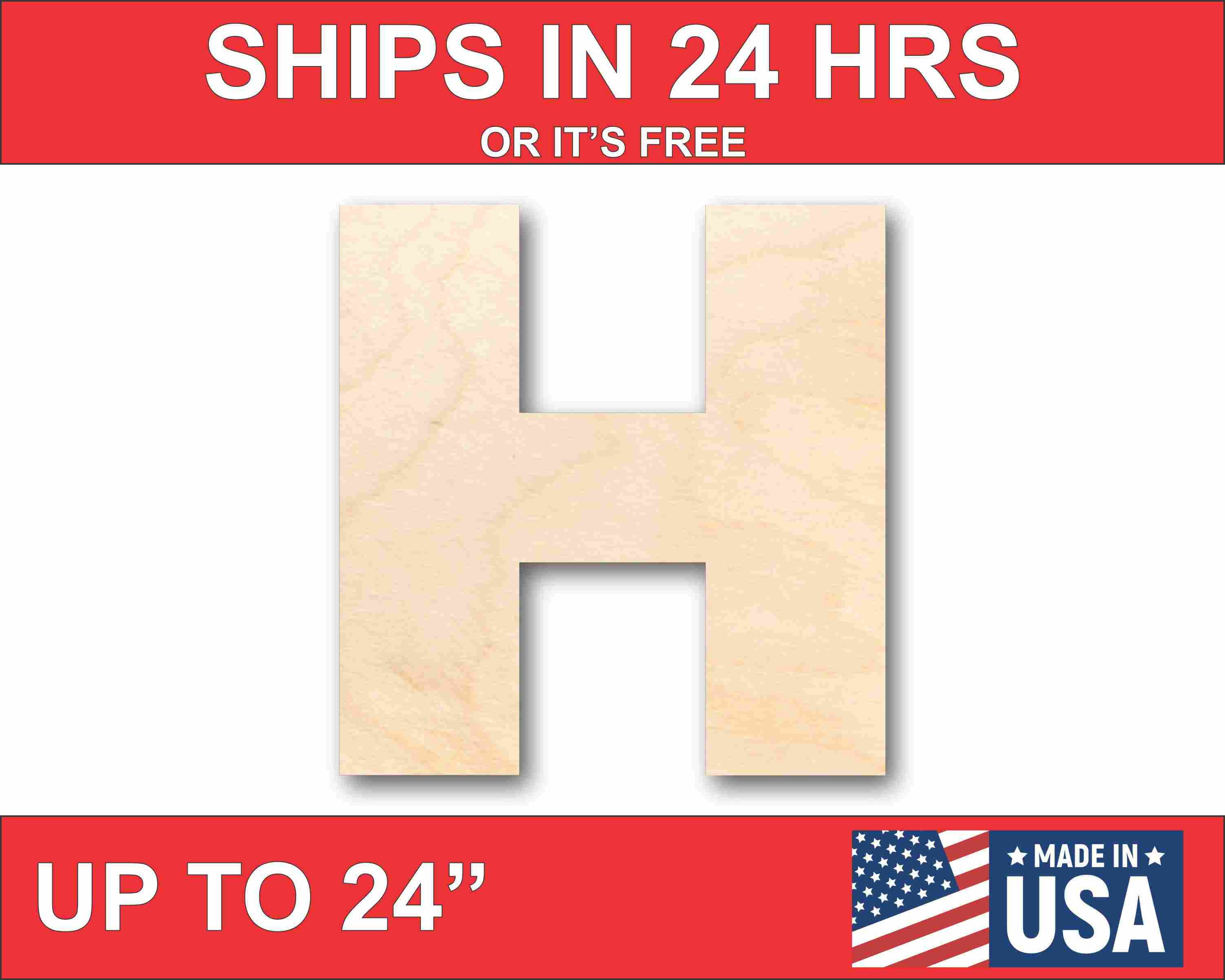 Unfinished Wood Block Letter H - Craft - up to 46" DIY 42" / 1/2 ...