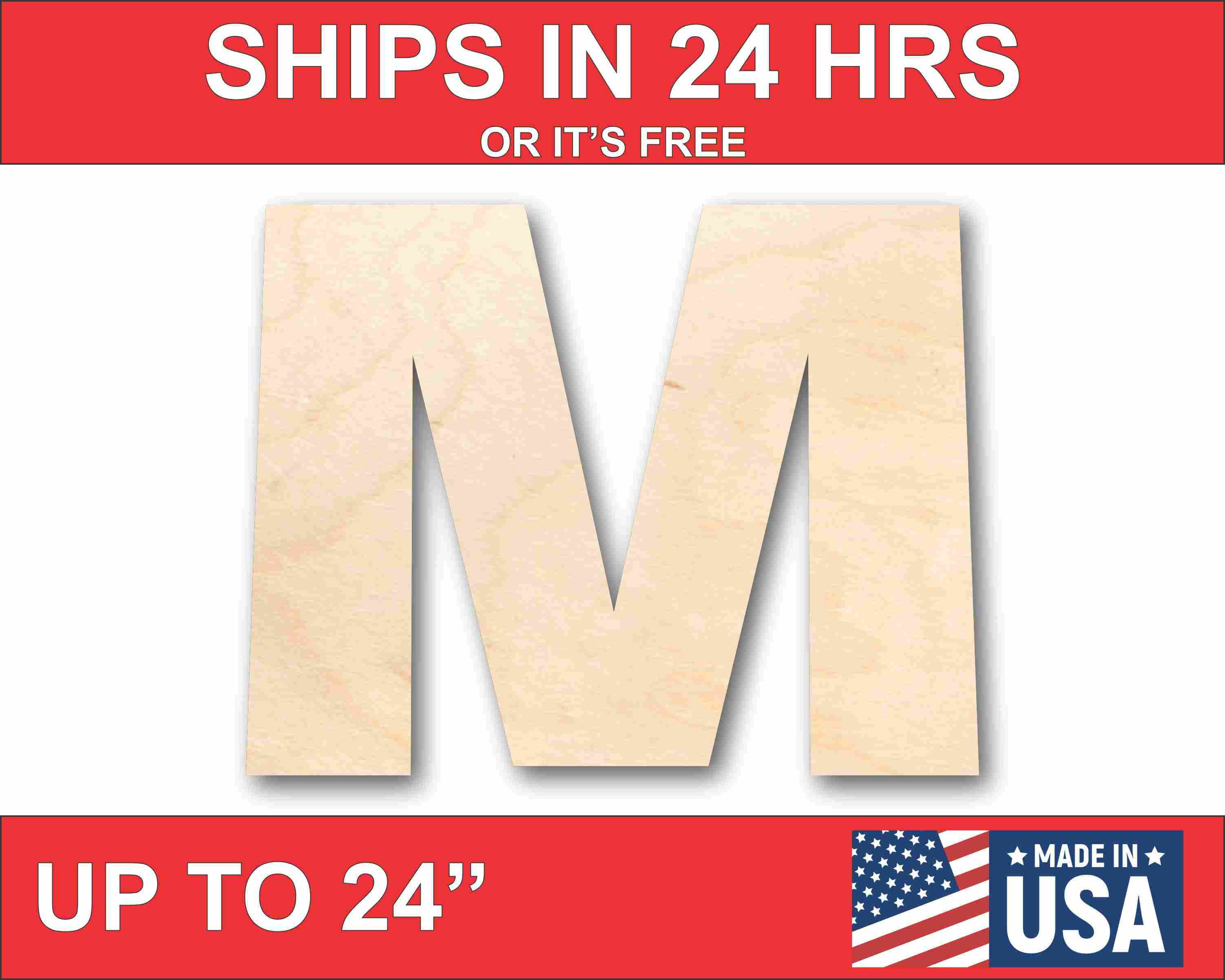 Unfinished Wood Block Letter M - Craft - up to 46" DIY 16" / 1/8 ...