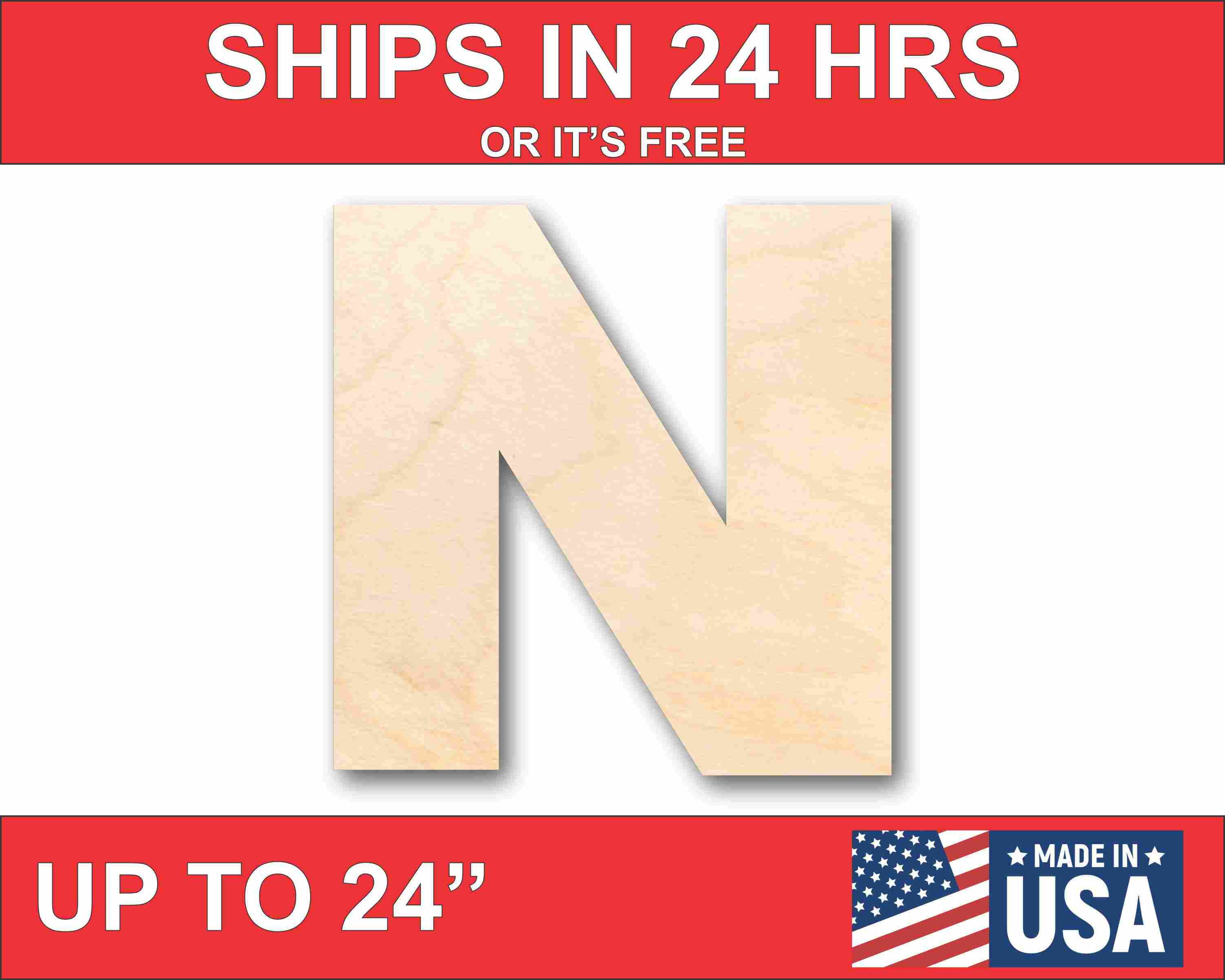 Unfinished Wood Block Letter N - Craft - up to 46" DIY 12" / 1/4 ...