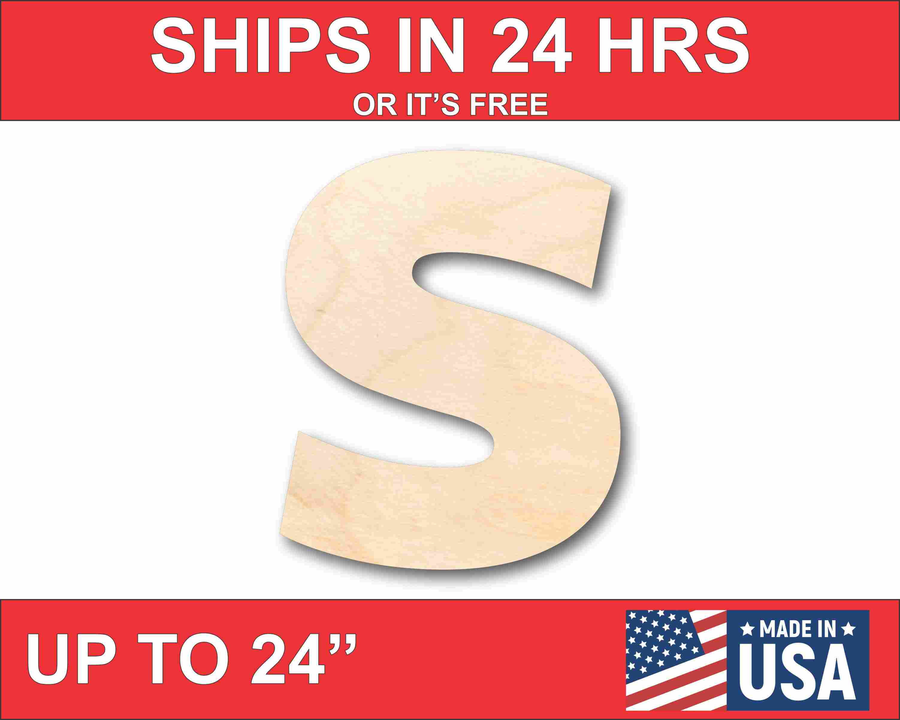 Unfinished Wood Block Letter S - Craft - up to 46" DIY 14" / 3/4 ...