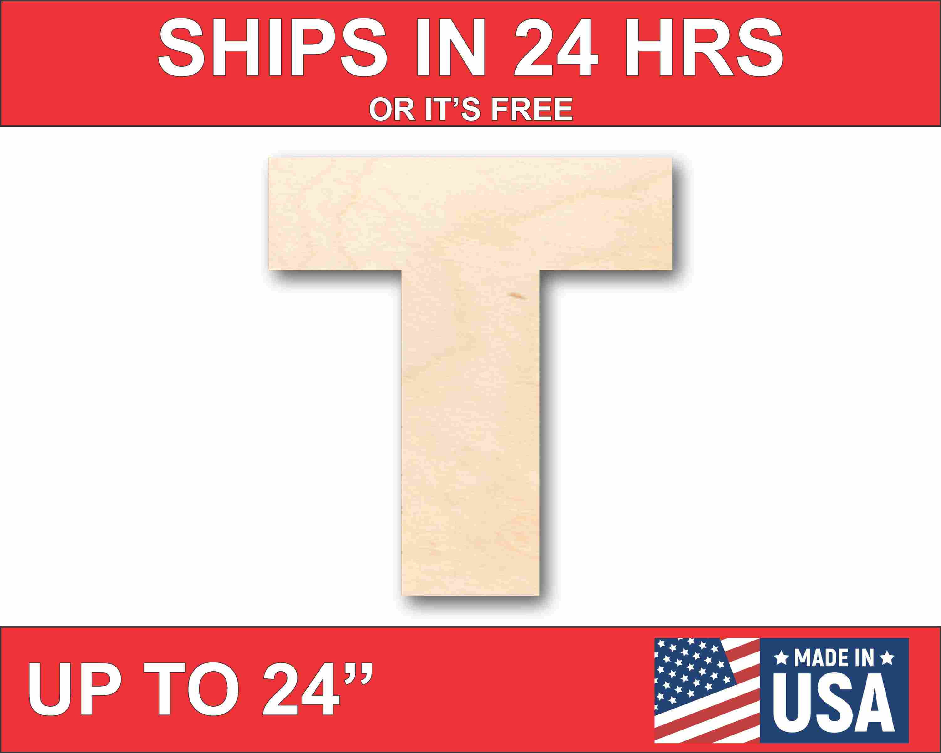 Unfinished Wood Block Letter T - Craft - up to 46" DIY 6" / 1/8 ...