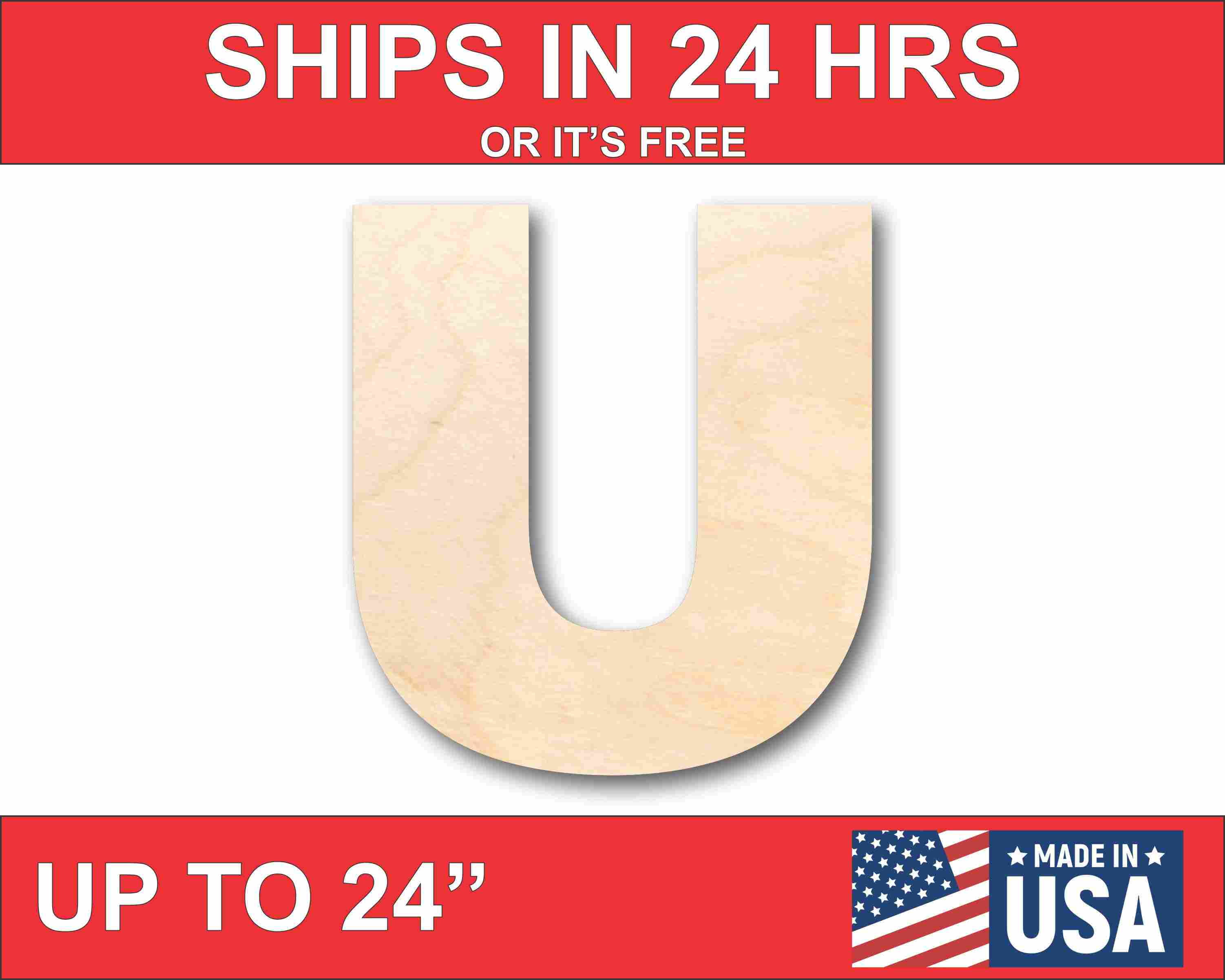 Unfinished Wood Block Letter U - Craft - up to 24" DIY 42" / 3/4 ...