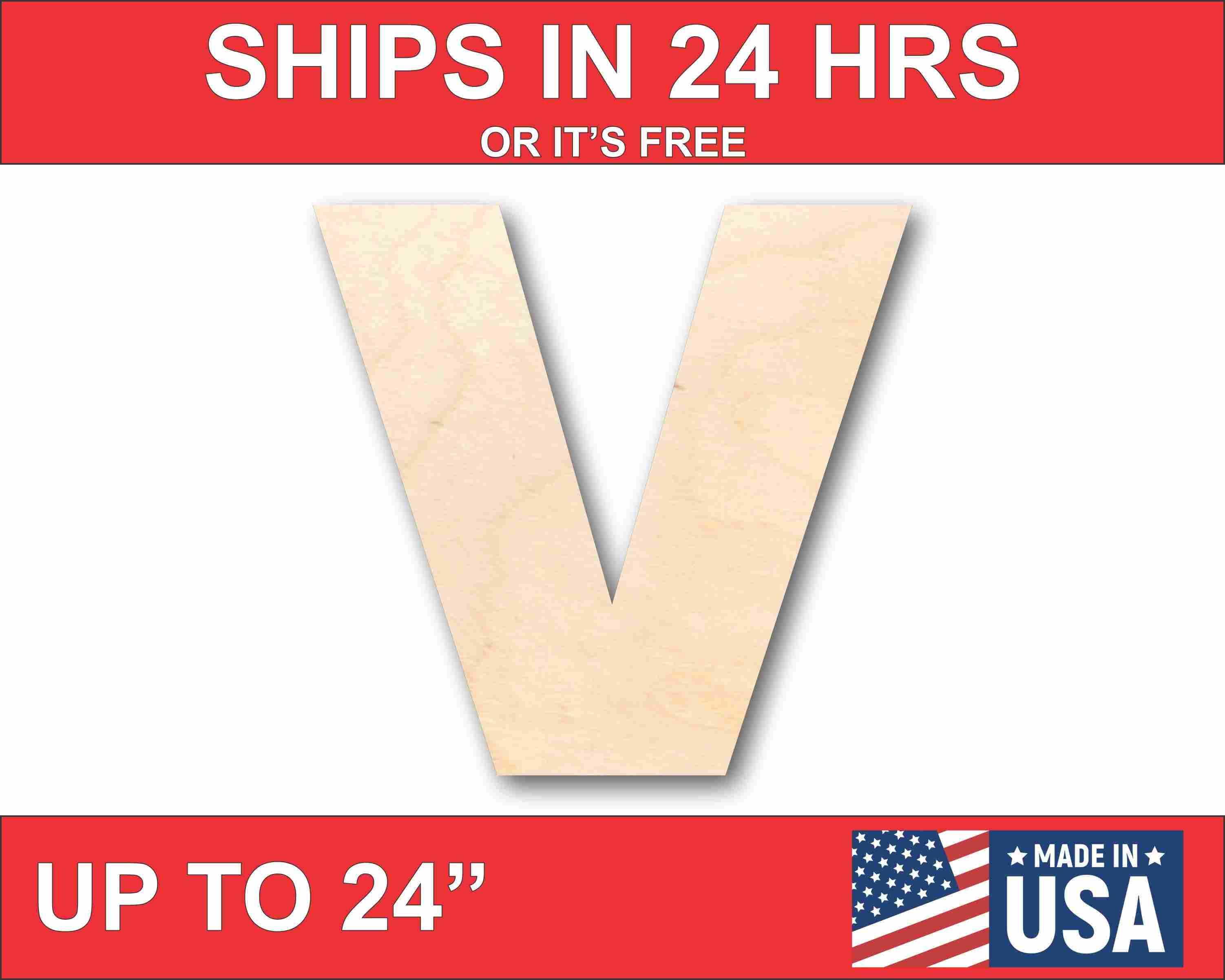 Unfinished Wood Block Letter V - Craft - up to 24" DIY 42" / 3/4 ...