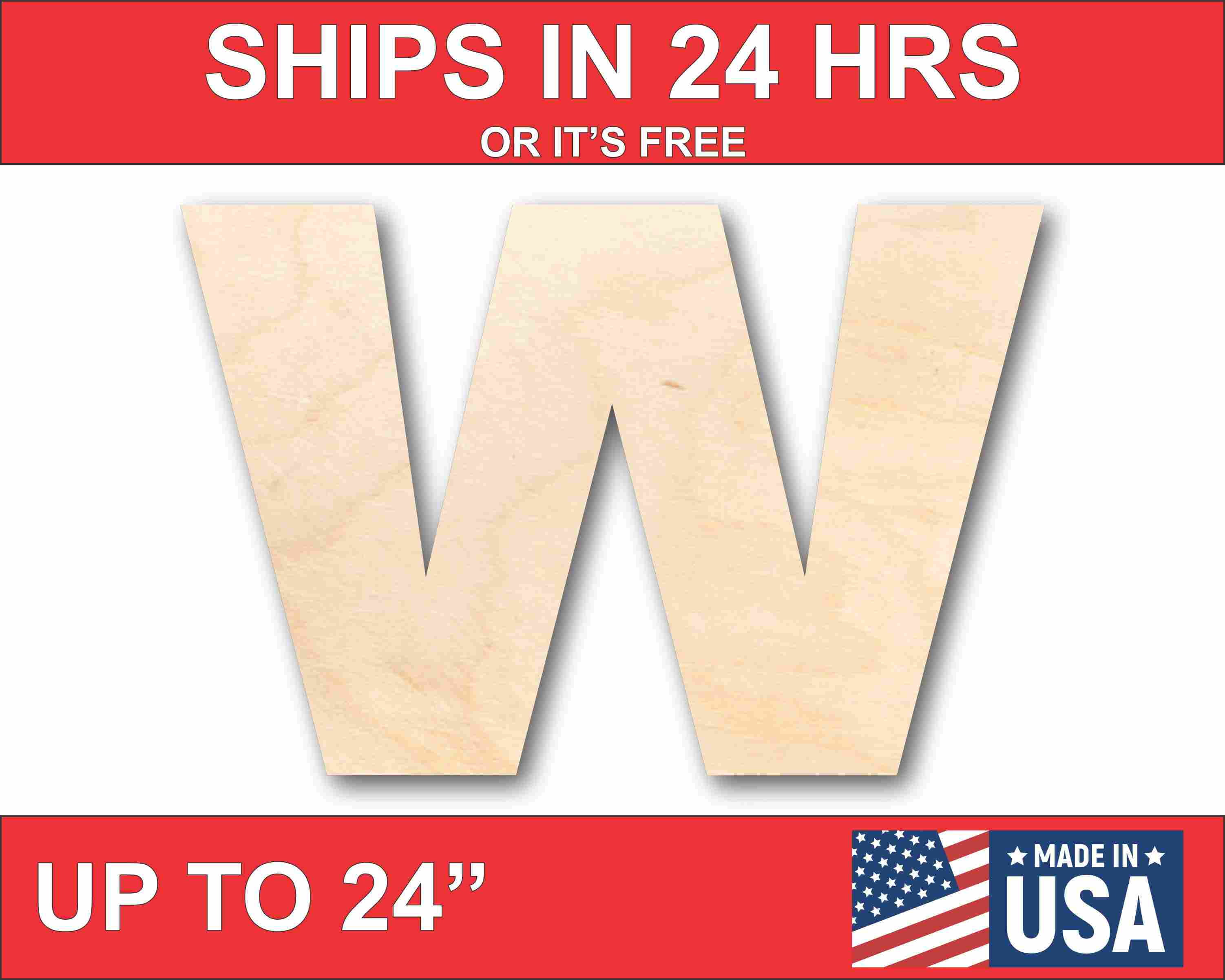 Unfinished Wood Block Letter W - Craft - up to 46" DIY 36" / 1/4 ...