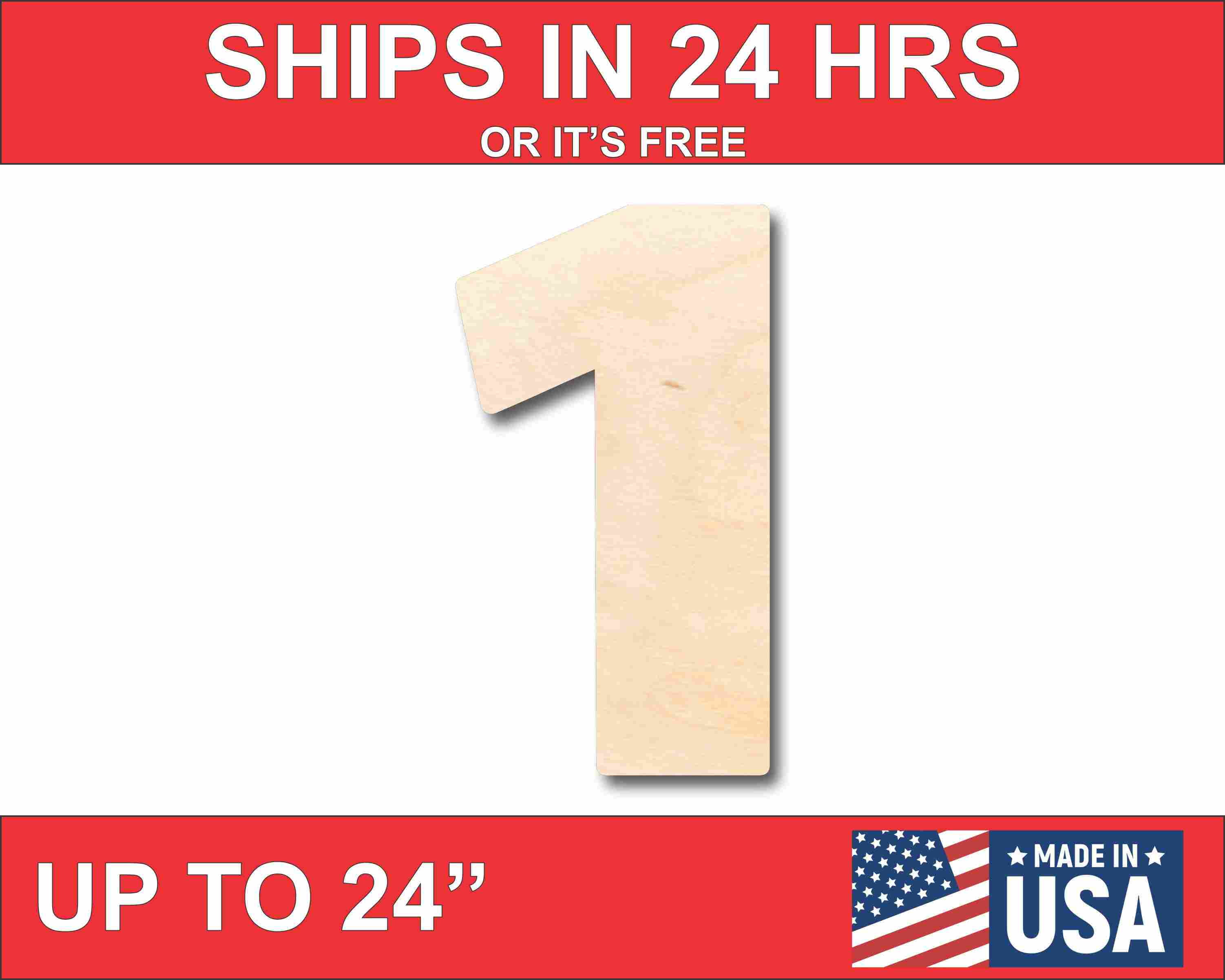 Unfinished Wood Block Number 1 - Craft - up to 46" DIY 12" / 1/8 ...