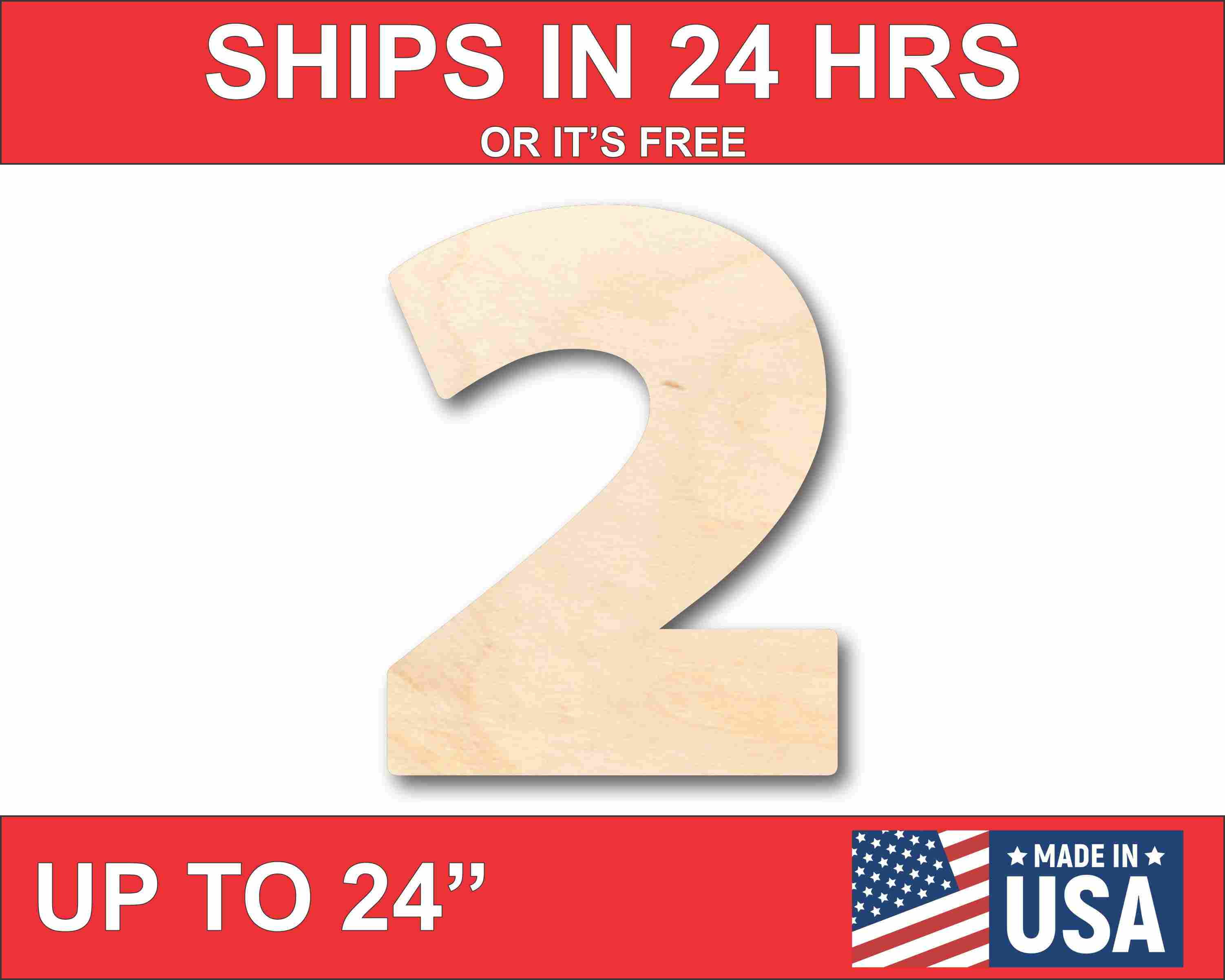 Unfinished Wood Block Number 2 - Craft - up to 46" DIY 3" / 1/2 ...