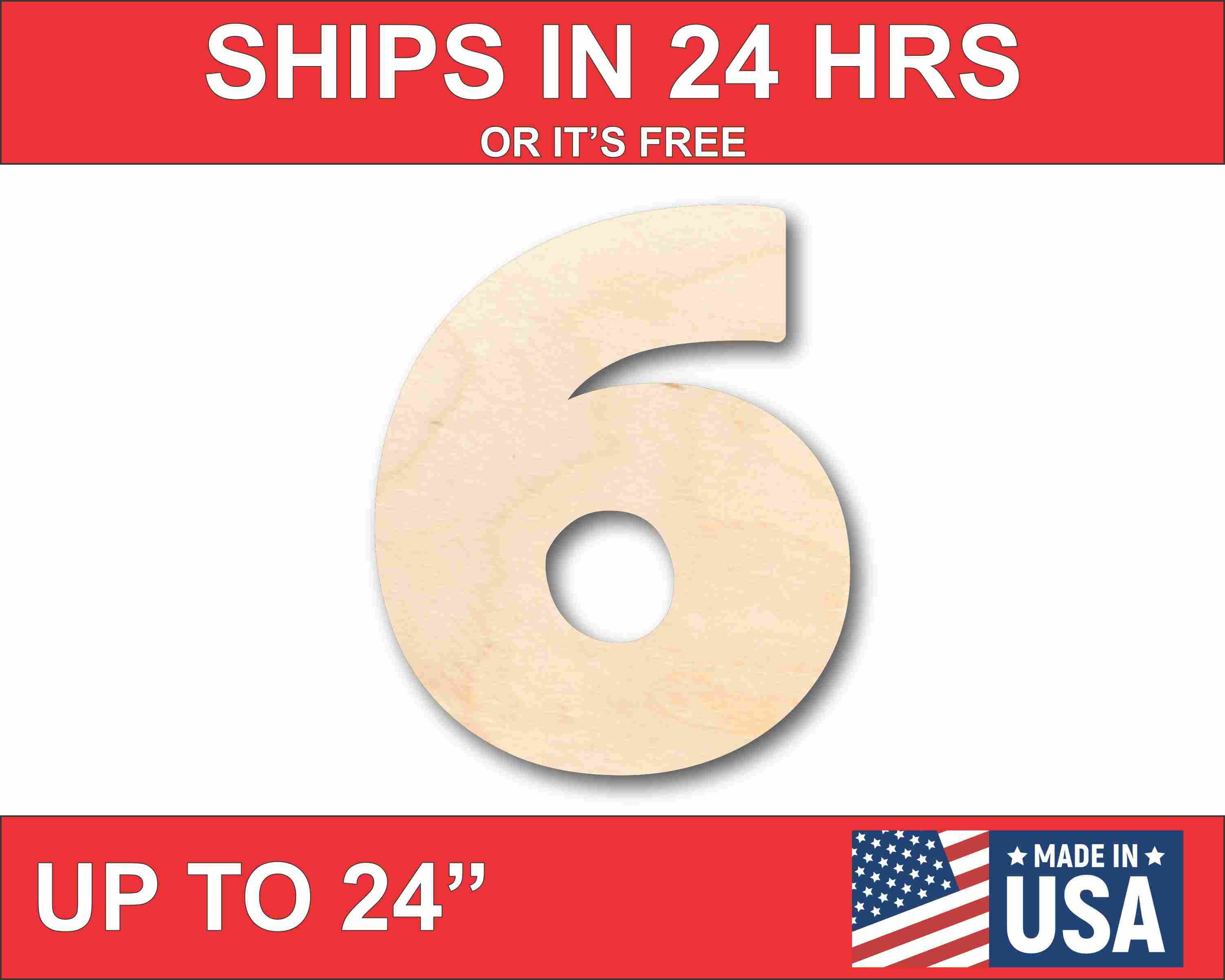Unfinished Wood Block Number 6 - Craft - up to 46" DIY 36" / 1/4 ...