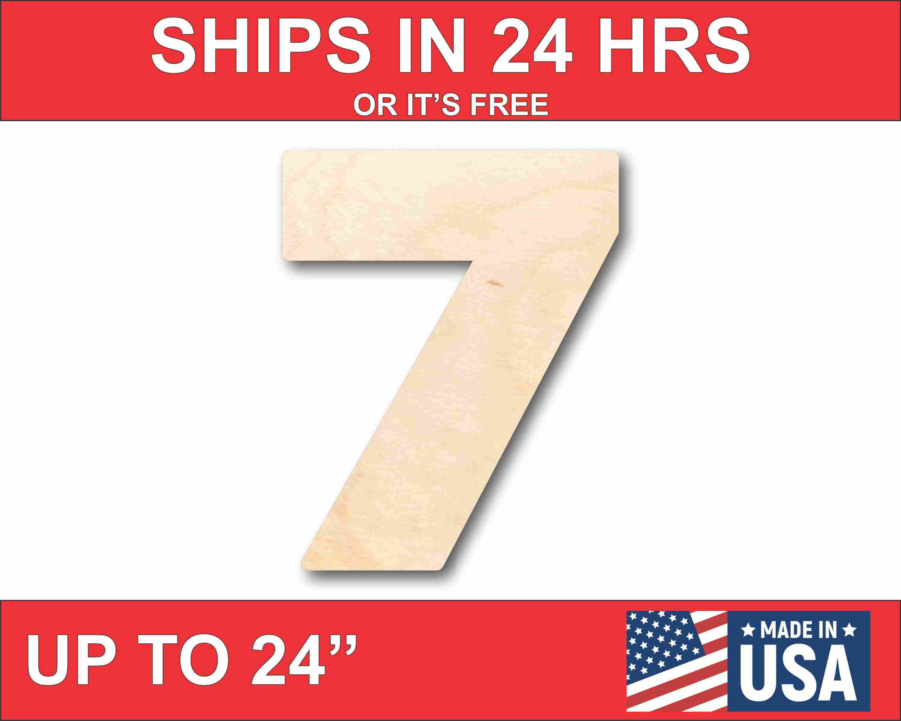Unfinished Wood Block Number 7 - Craft - up to 24" DIY 46" / 3/4 ...