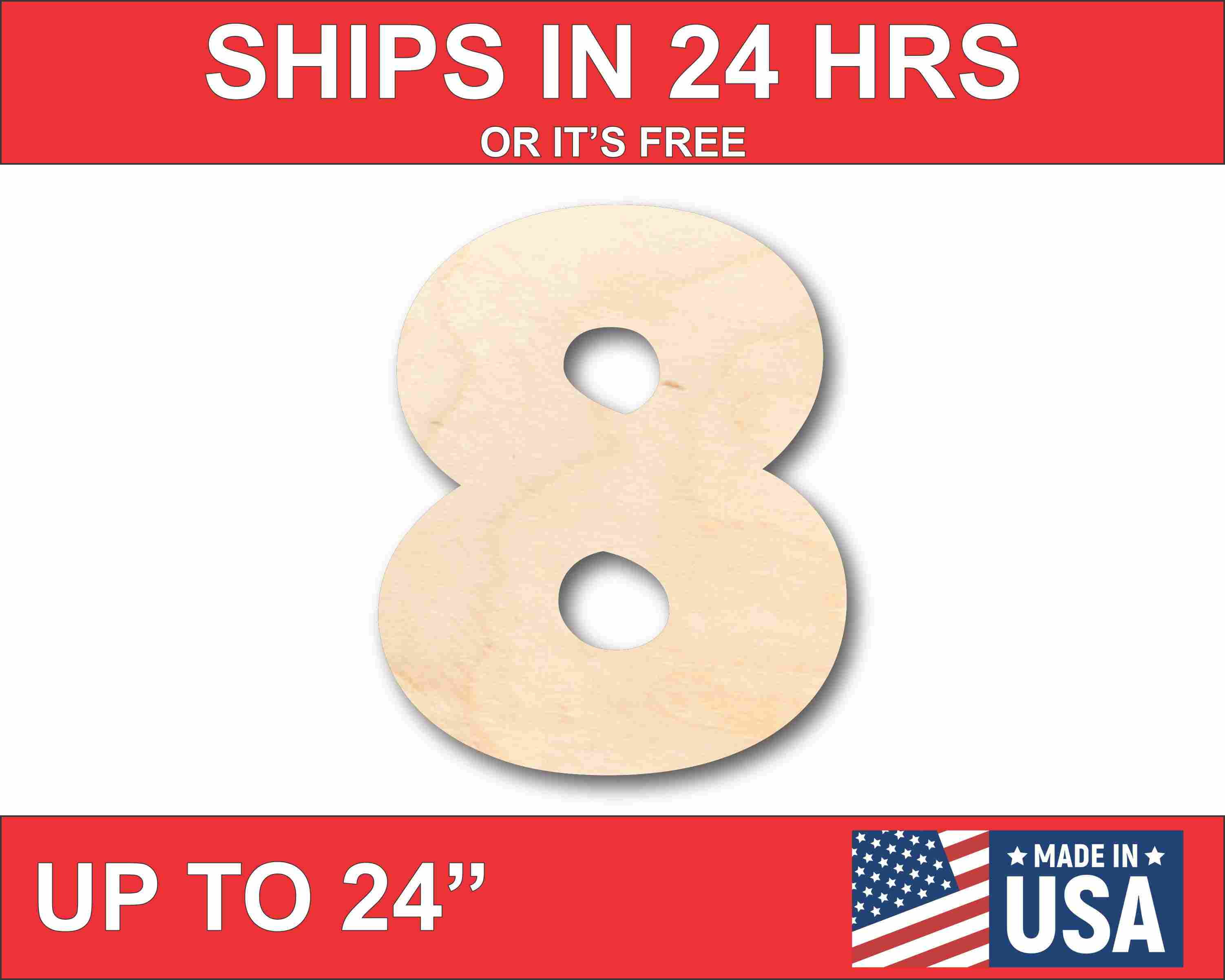 Unfinished Wood Block Number 8 - Craft - up to 46" DIY 8" / 1/4 ...