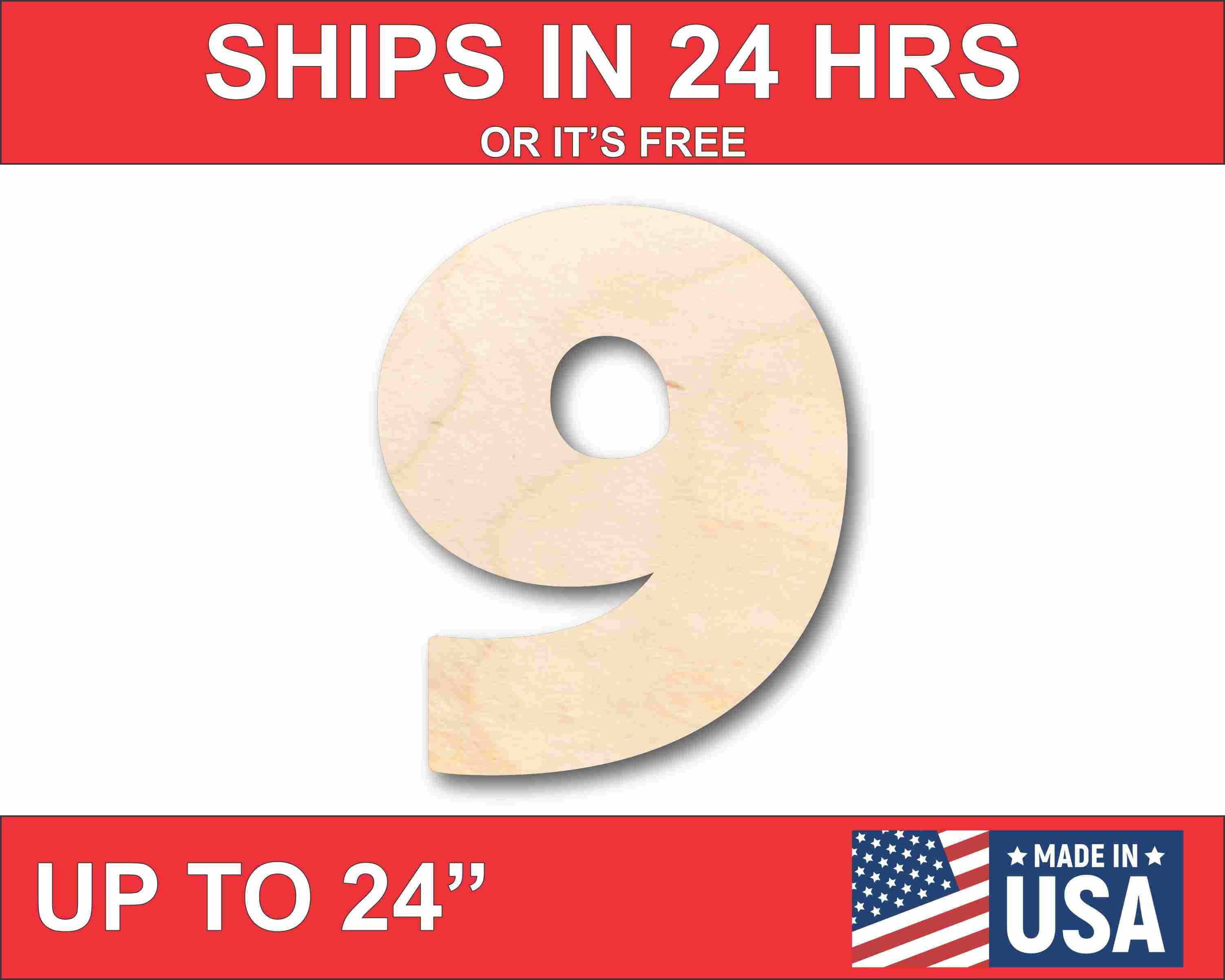 Unfinished Wood Block Number 9 - Craft - up to 46" DIY 12" / 3/4 ...