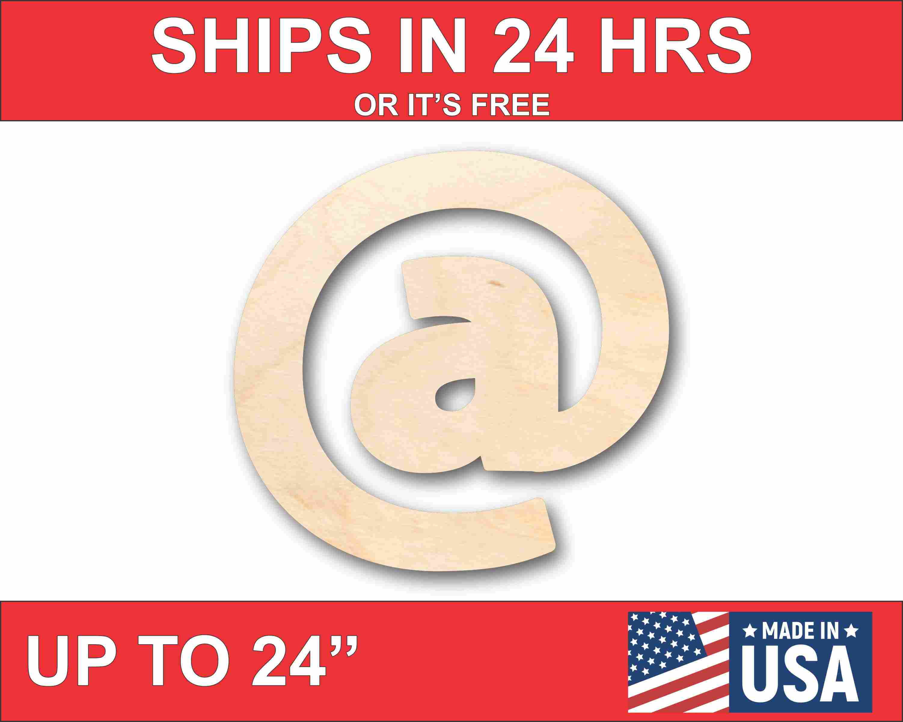 Unfinished Wood Block Symbol At - Craft - up to 46" DIY 20" / 1/2 ...