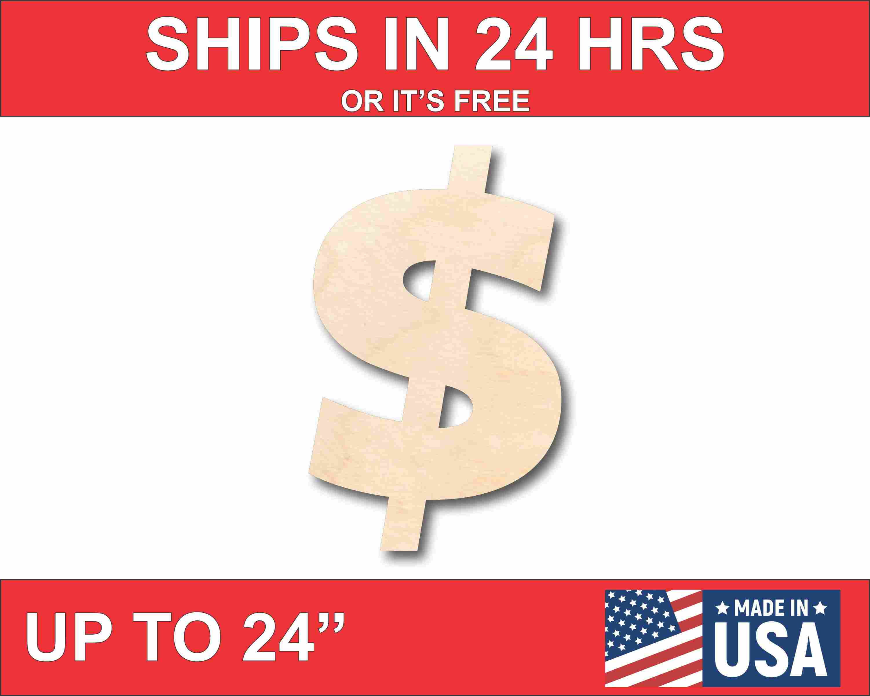 Unfinished Wood Block Symbol Dollar - Craft - up to 46" DIY 6" / 1/2 ...