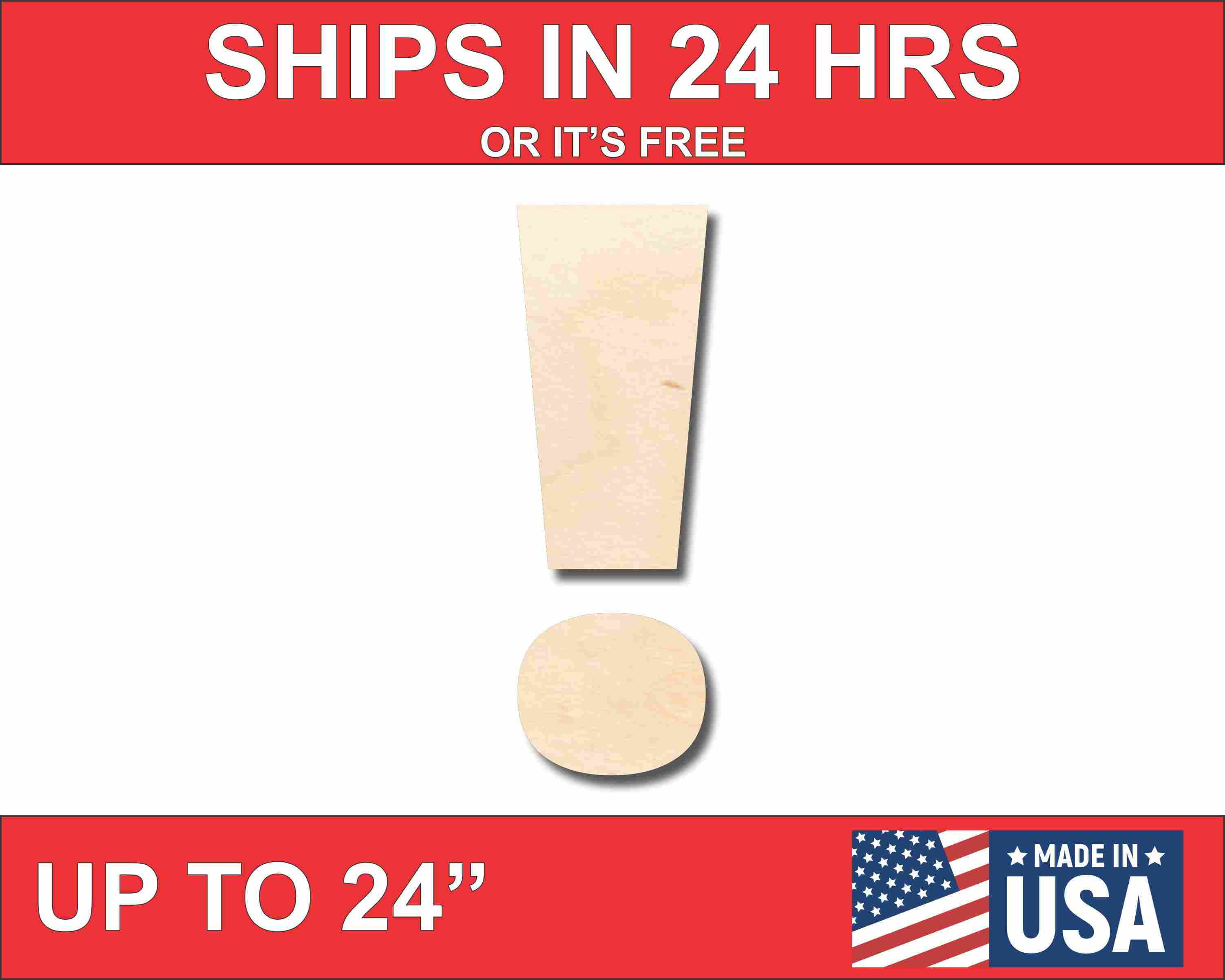 Unfinished Wood Block Symbol Exlamation Point - Craft - up to 46" DIY 6 ...