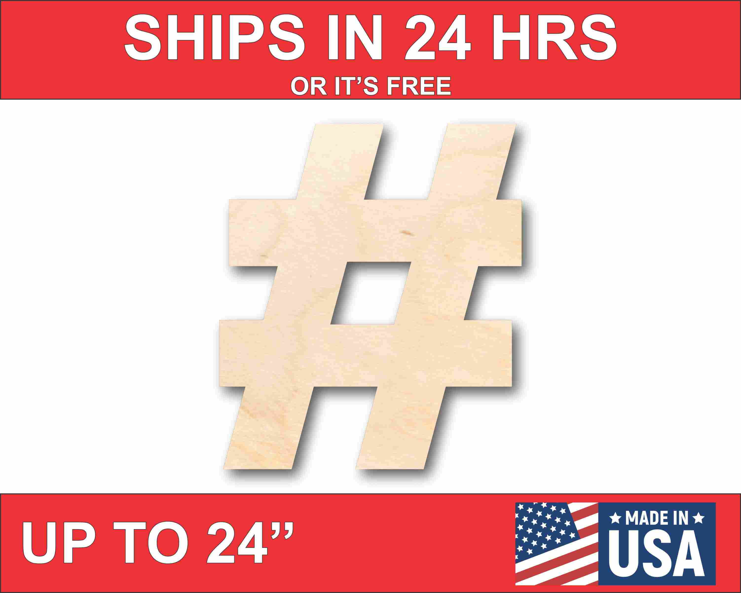 Unfinished Wood Block Symbol Hashtag Hashmark- Craft - up to 46" DIY 12 ...