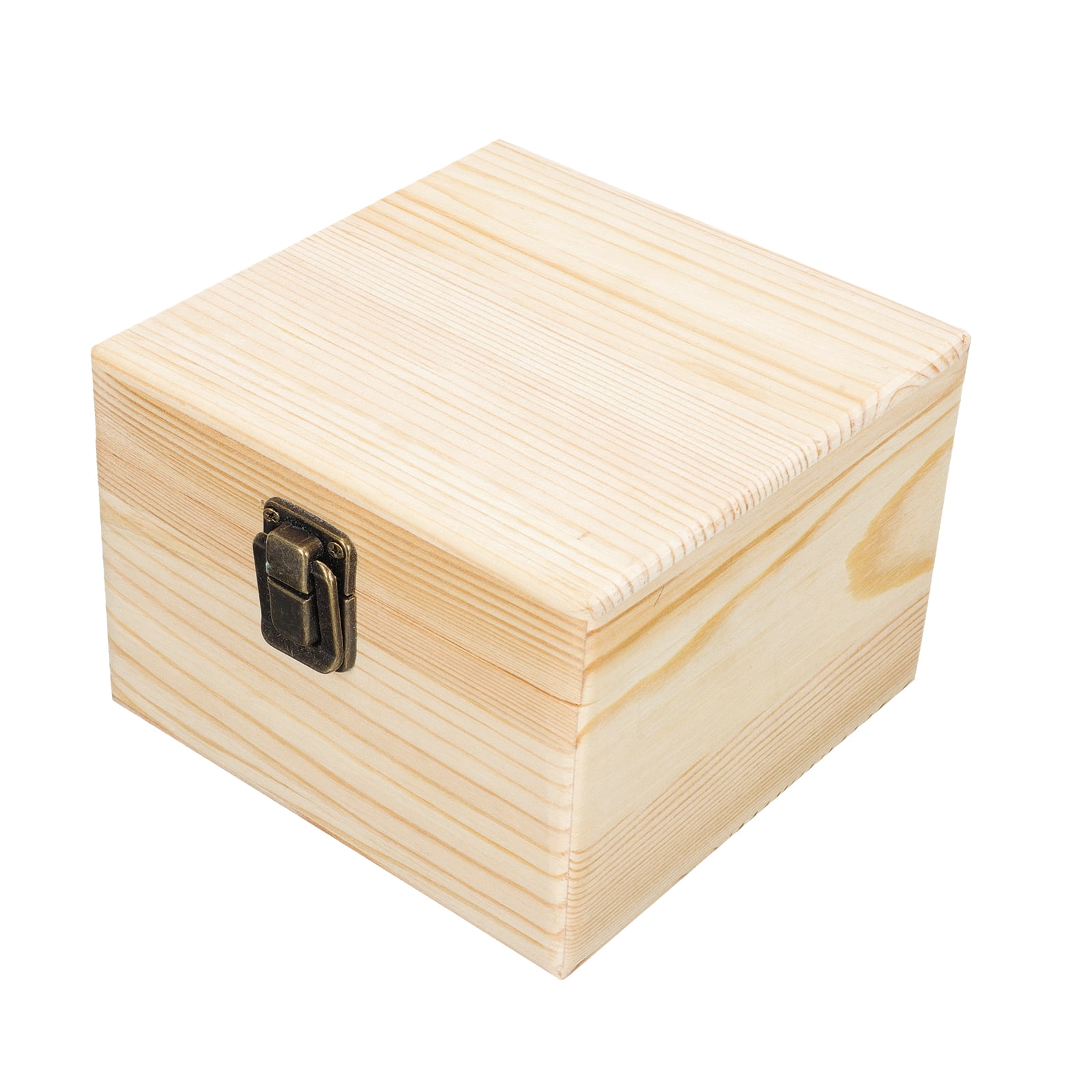 Unfinished Wood Box with Hinged Lid Wooden Gift Box Decorative Wooden ...