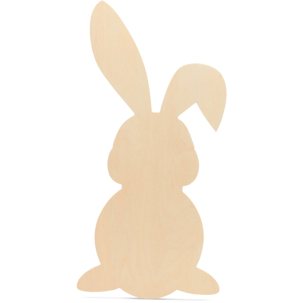 Unfinished Wood Bunny Cutout 6-inch x 3-inch, Pack of 6 Birch Wood ...