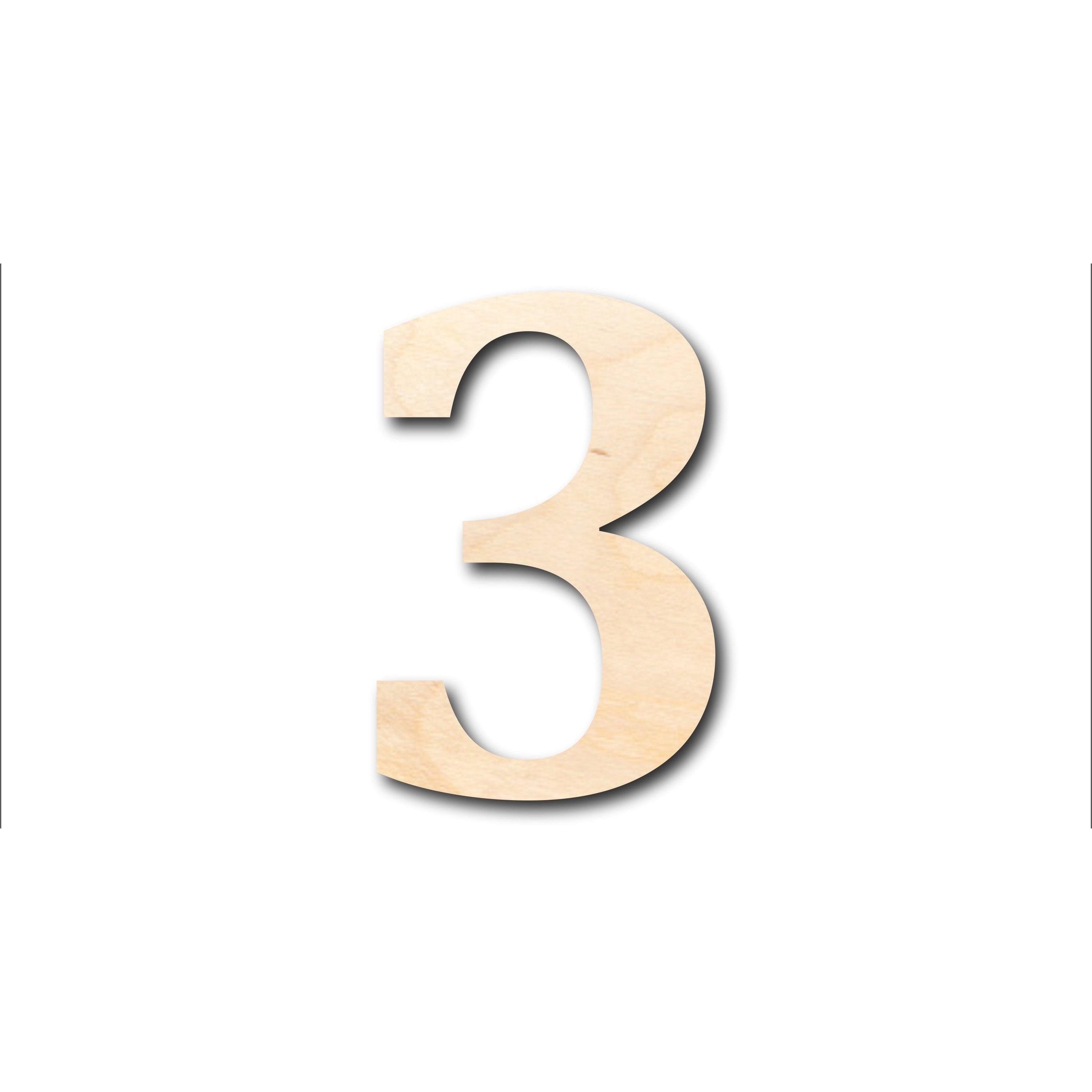 Unfinished Wood Cambria Number 3 Shape - Craft - up to 46" DIY 3" / 1/8 ...