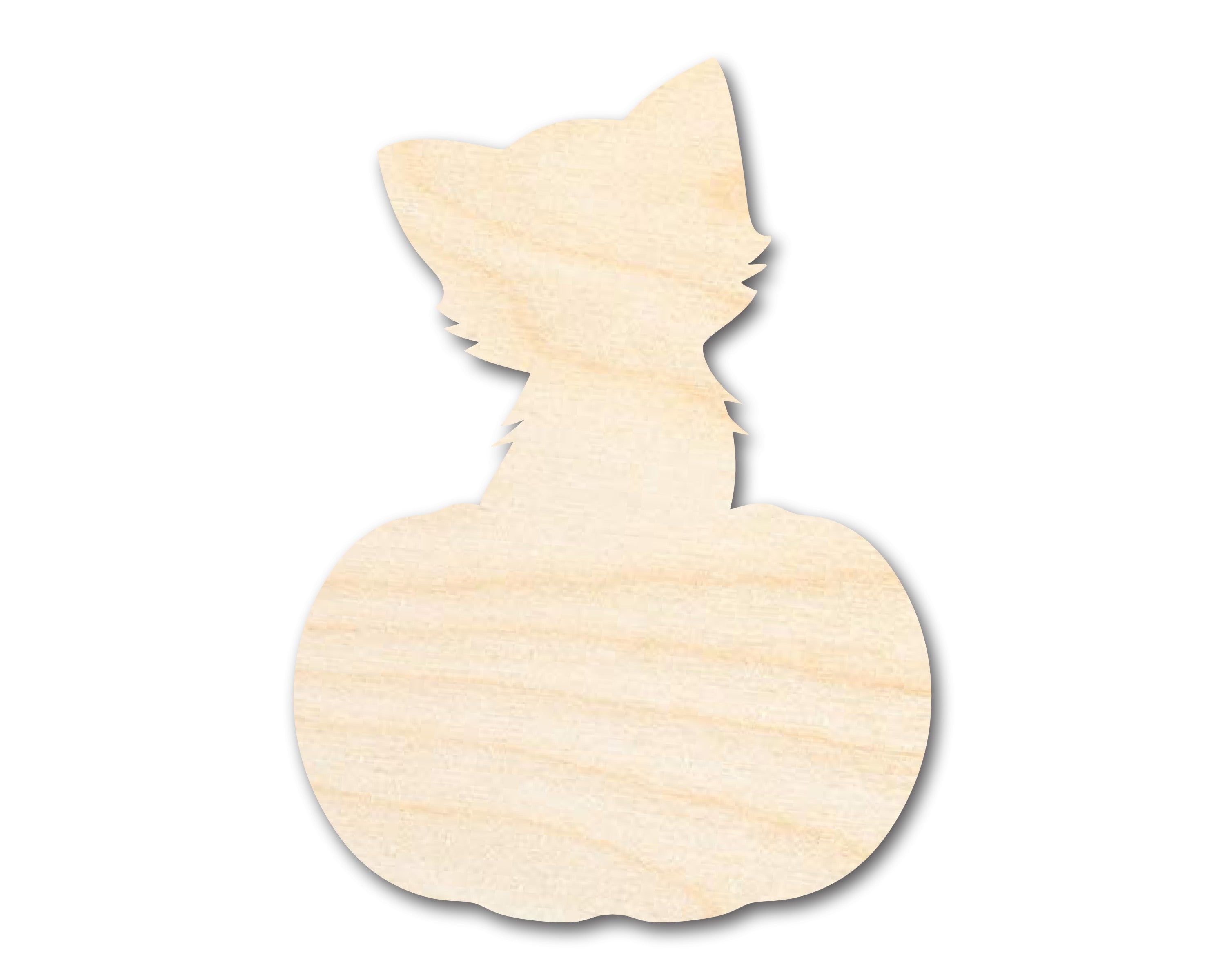 Unfinished Wood Cat on Pumpkin Shape | DIY Fall Cat Craft Cutout | up ...