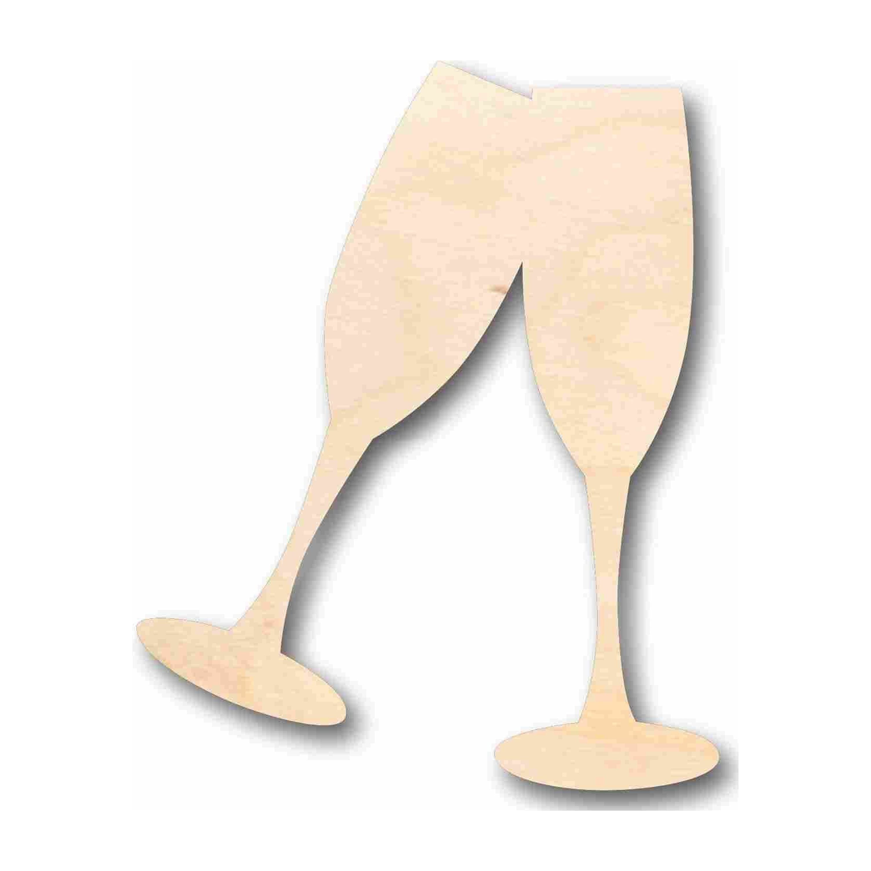 Unfinished Wood Champagne Flute Glass Silhouette - Craft- up to 46" DIY ...