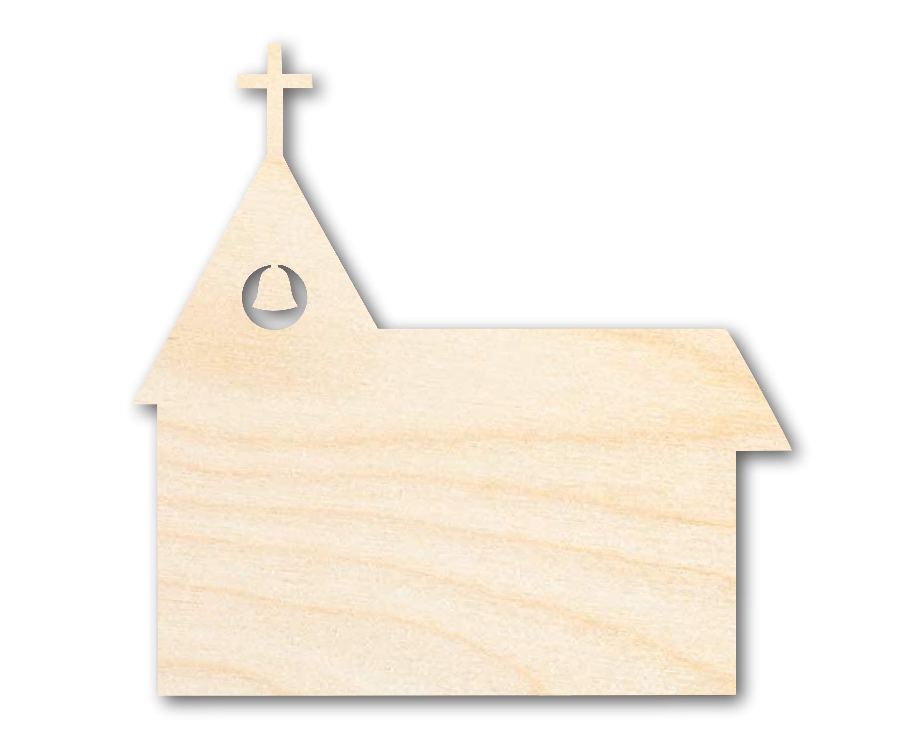 Unfinished Wood Church with Bell Shape - Craft - up to 46" 14" / 3/4 ...
