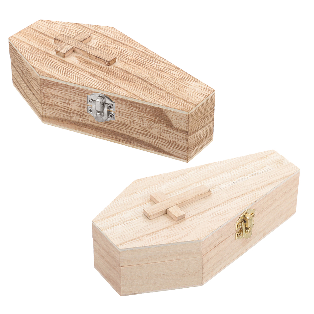 WHAMVOX Small Unfinished Wood Funeral Coffins 2pcs 6 Inch Coffin Shaped ...