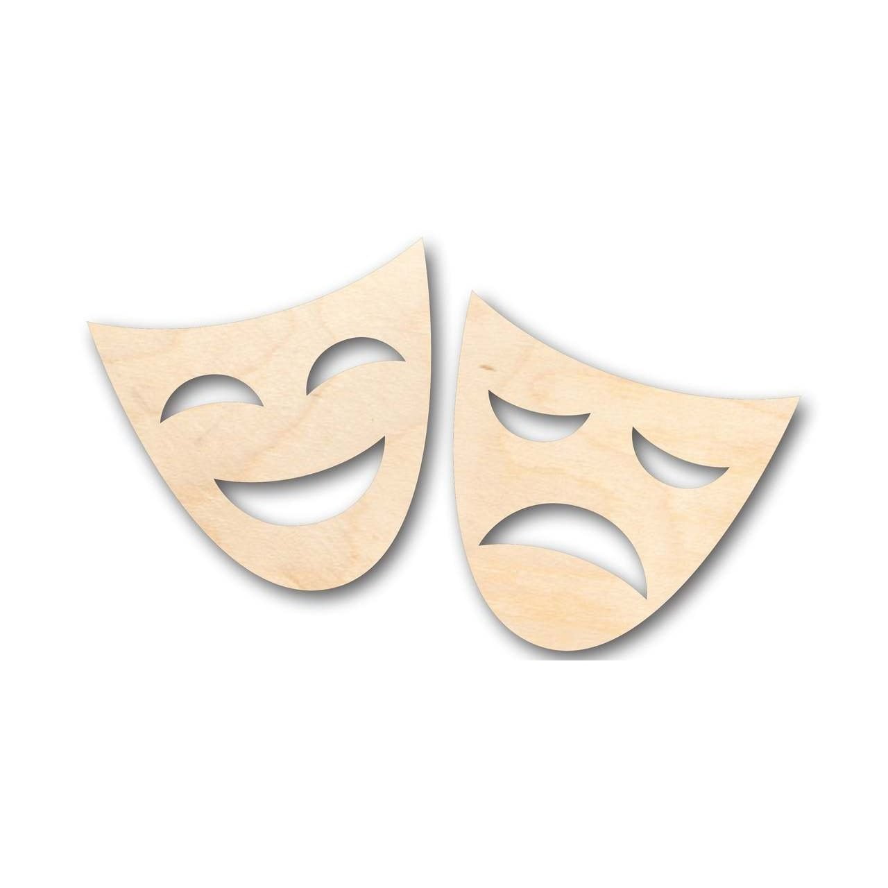 Unfinished Wood Comedy Tragedy Shape - Theatre - Craft - up to 46" DIY ...