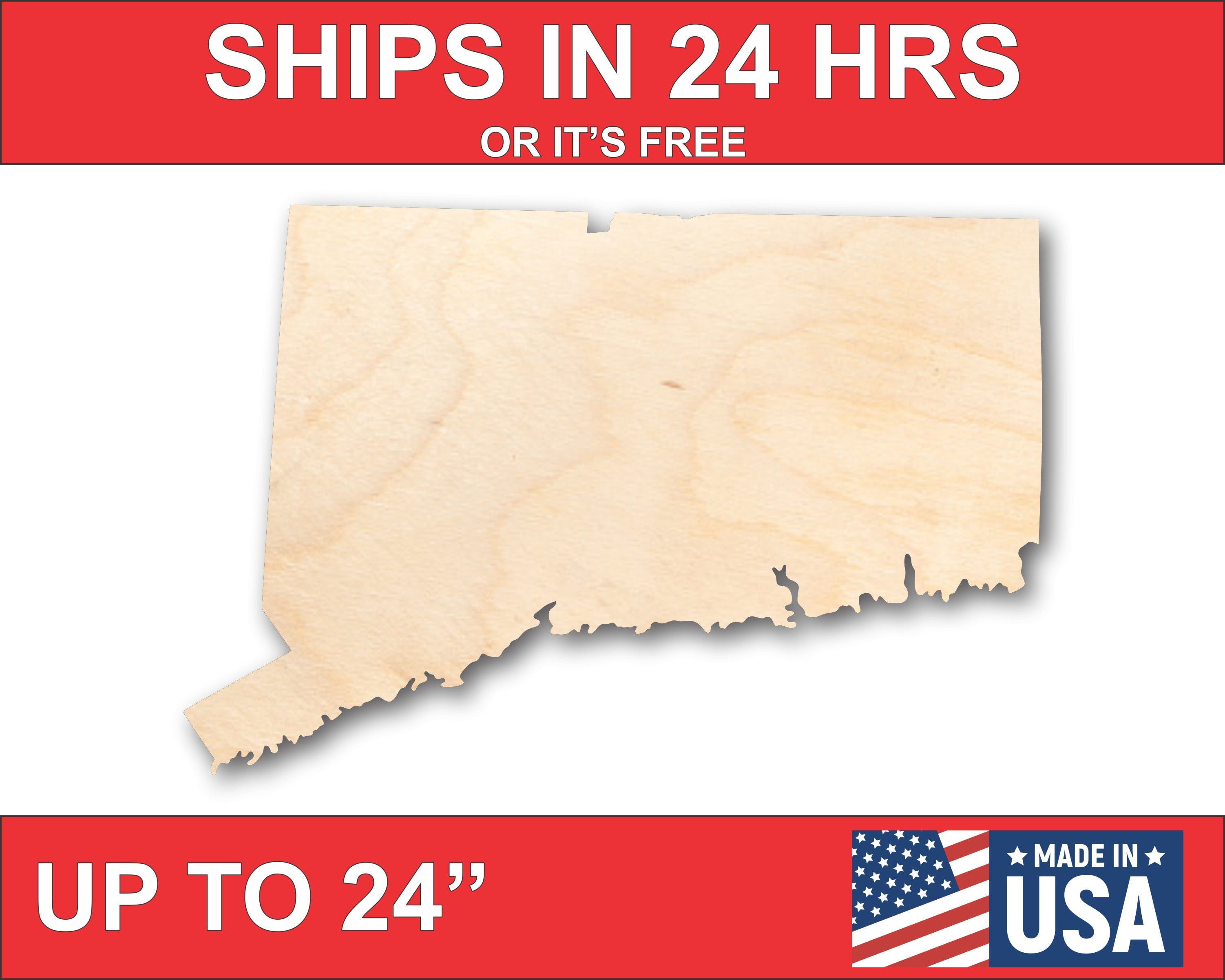 Unfinished Wood Connecticut Shape - State - Craft - up to 46" DIY 42 ...