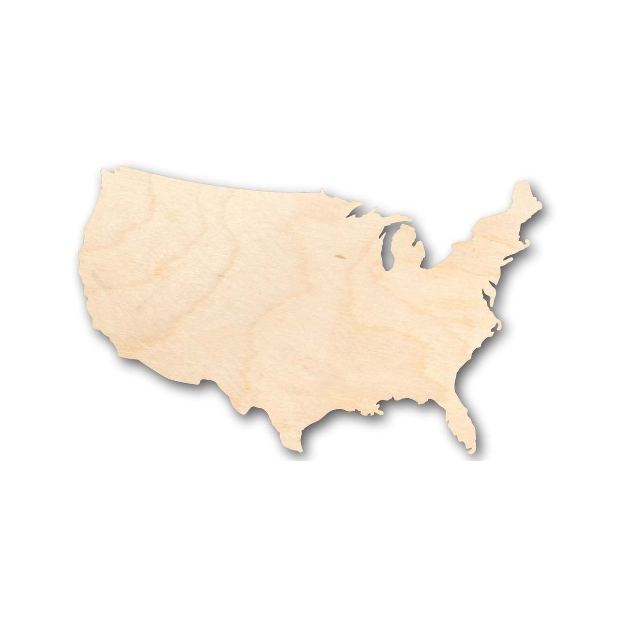 Unfinished Wood Continental United States Shape - USA - Country - Craft ...