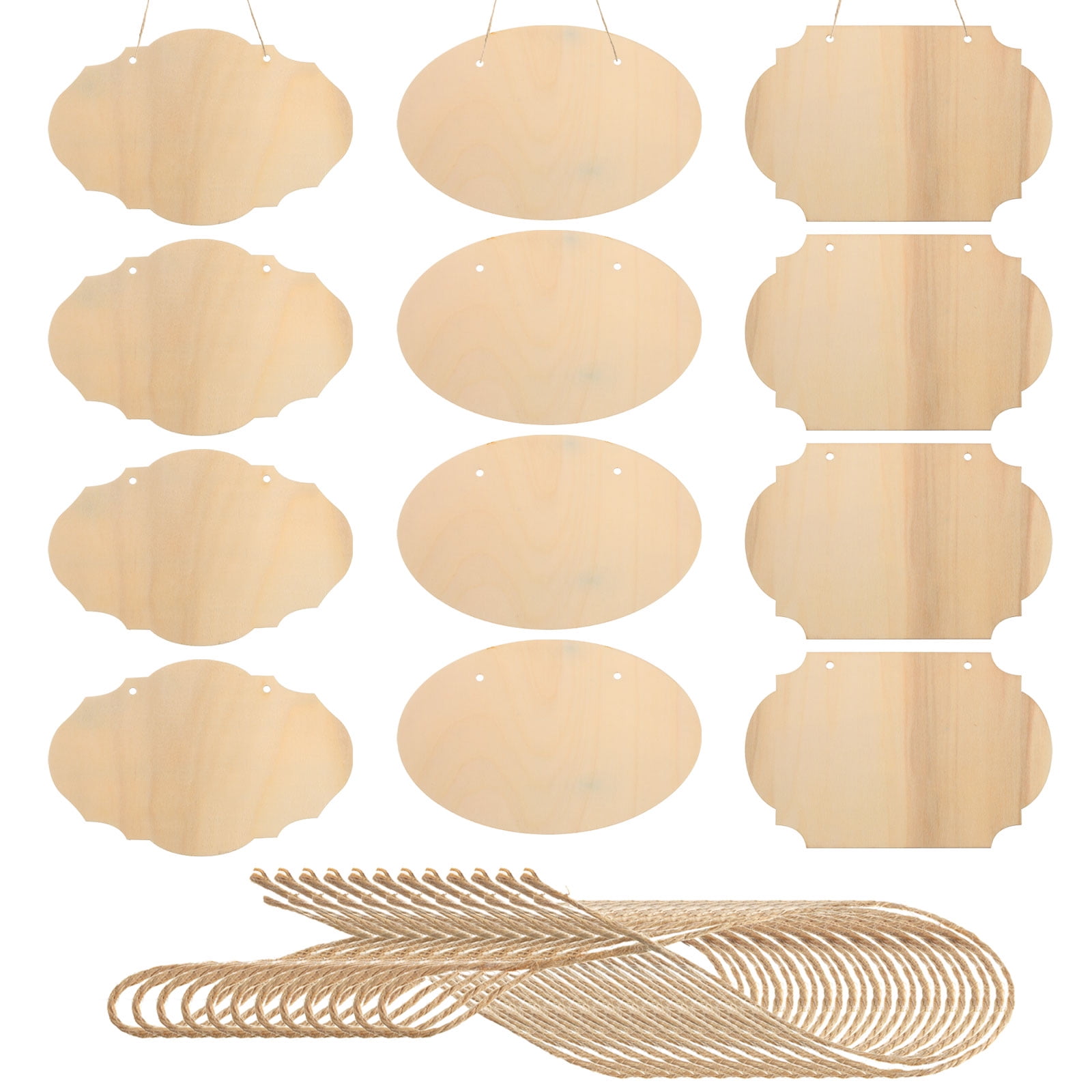 Unfinished Wood Crafts, Rectangle Wooden Signs with Rope, Blank Wood ...