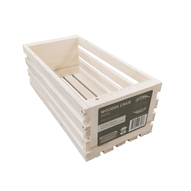 Unfinished Wood Crate, 12 in x 5.5 in X 4 in - Walmart.com