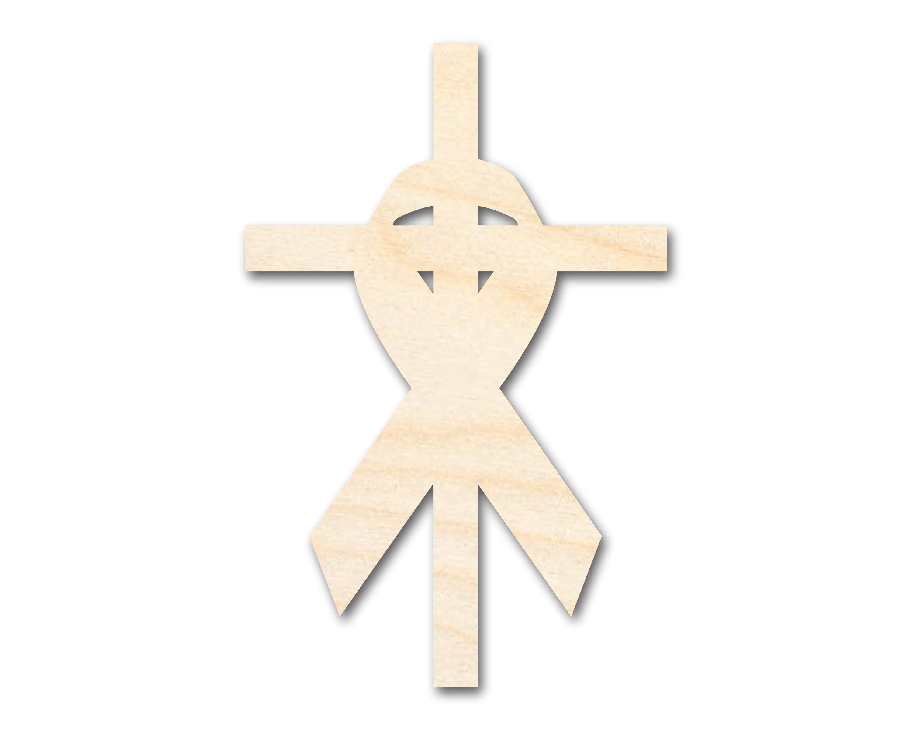 Unfinished Wood Cross and Ribbon Silhouette Shape - Craft - up to 46 ...
