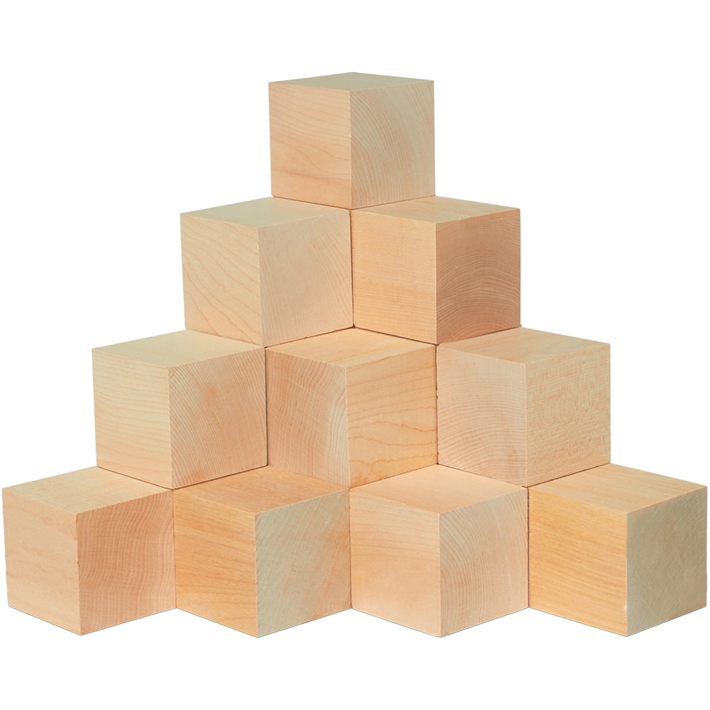 Unfinished Wood Cubes 2-1/2 inch, Pack of 10 Large Wooden Cubes for ...