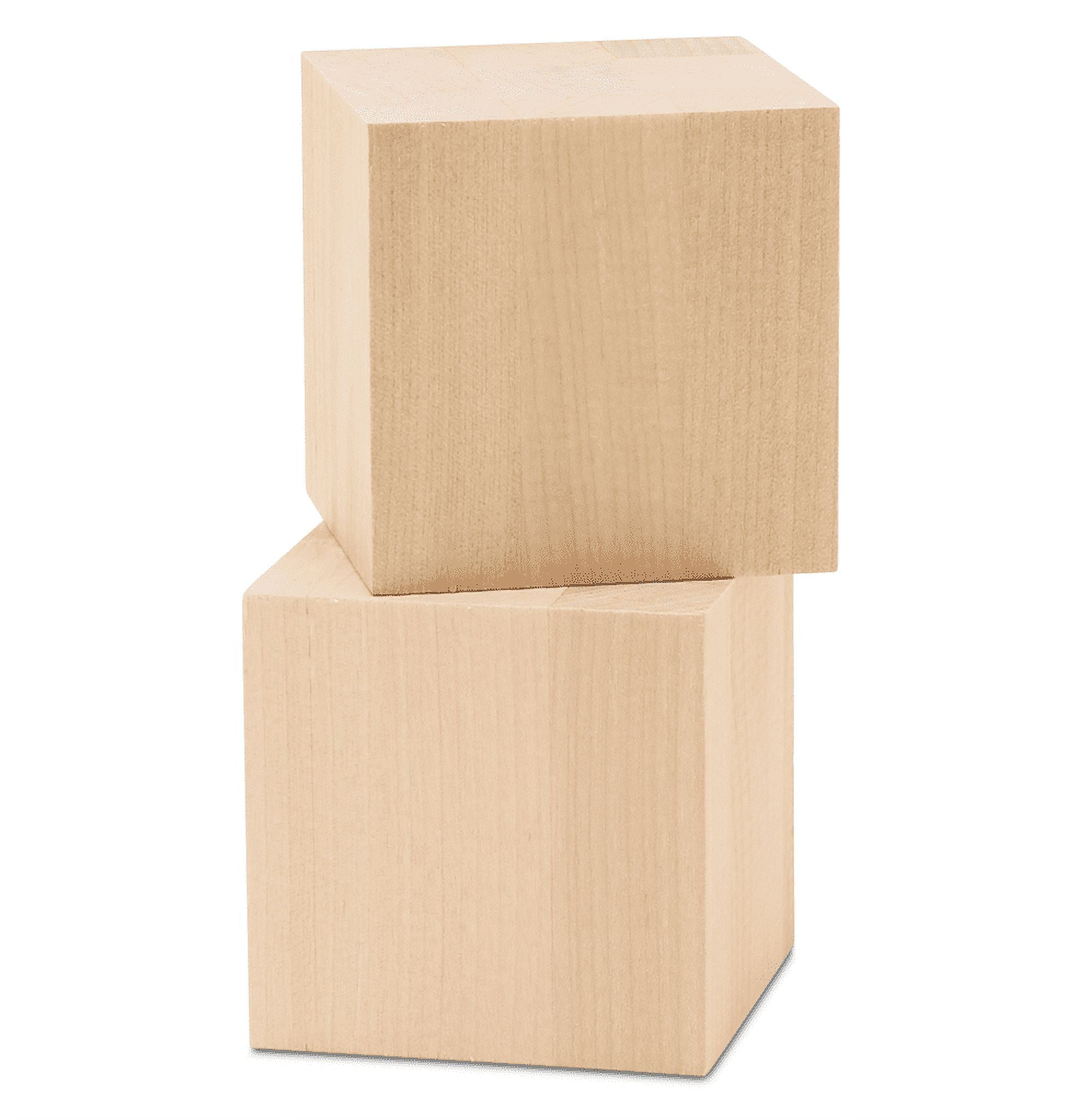 Unfinished Wood Cubes 2-1/2 inch, Pack of 2 Large Wooden Cubes for Wood ...