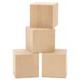 Unfinished Wood Cubes 2-1/2 inch, Pack of 4 Large Wooden Cubes for Wood ...