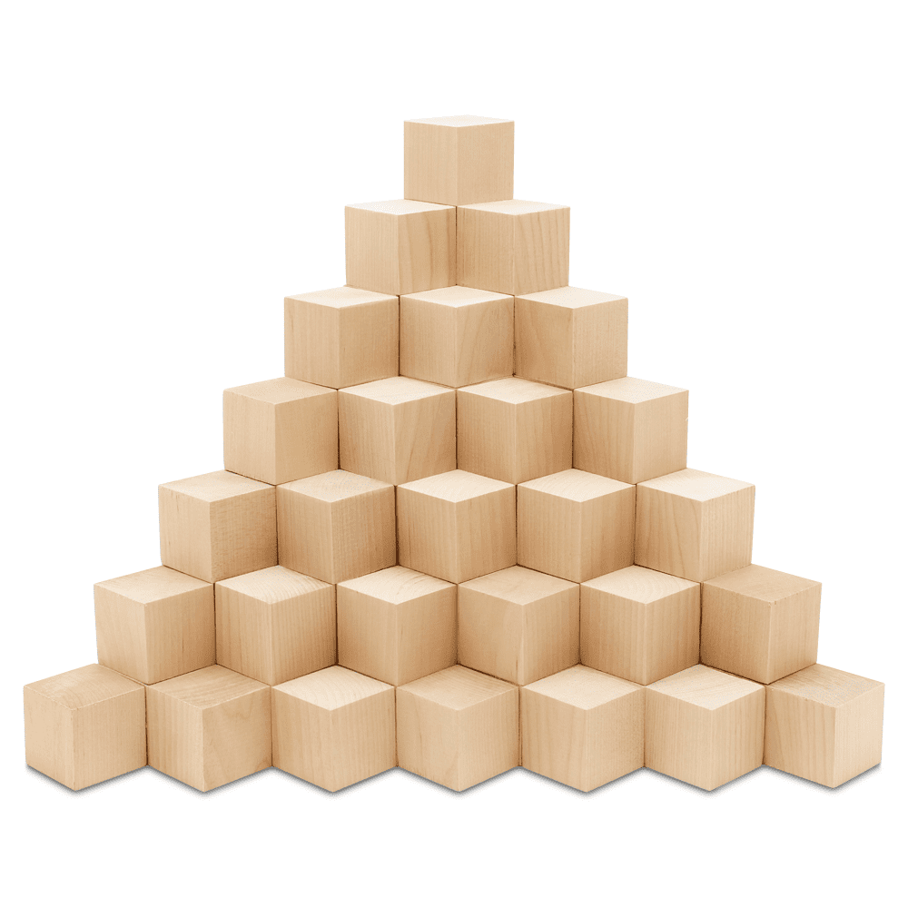 Unfinished Wood Cubes 2-inch, Pack of 25 Large Wooden Cubes for Wood ...