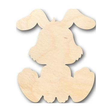 8" Wood Bunny Cutout | 1/4" Thick Birch Wood Bunnies with Flowers ...