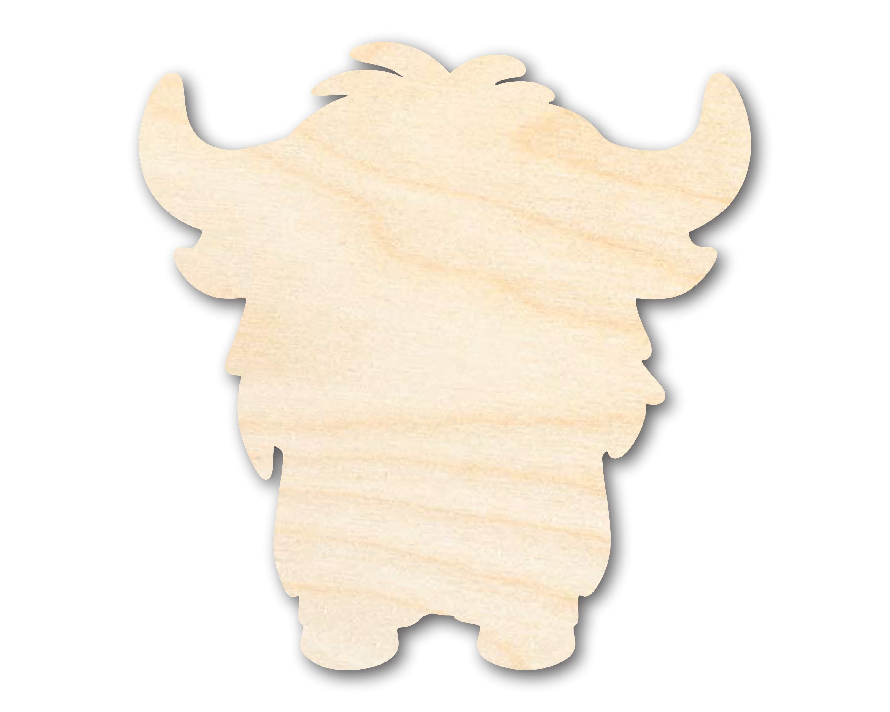 Unfinished Wood Cute Highland Cow Shape | DIY Craft Cutout 8" / 1/2 ...