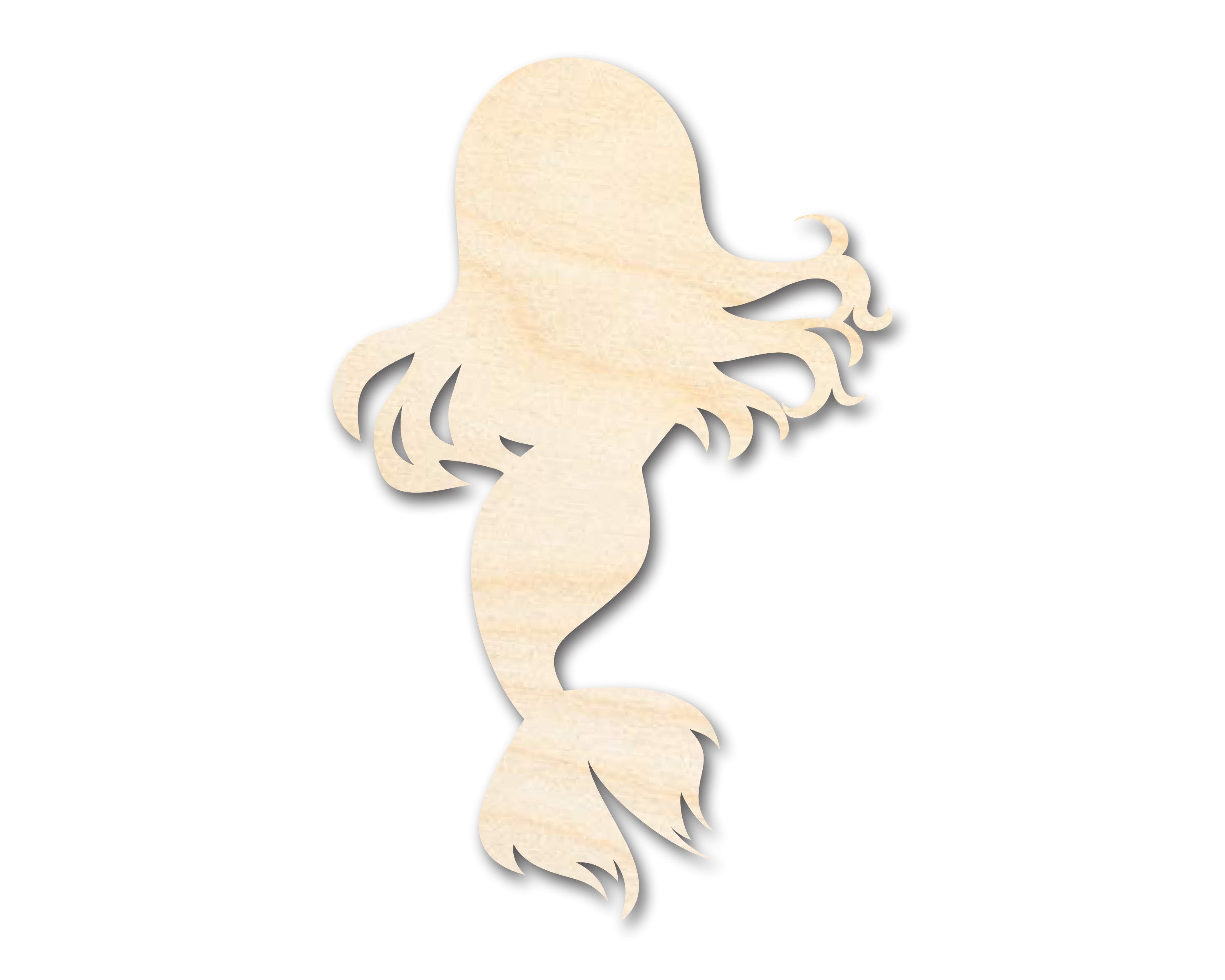 Unfinished Wood Cute Mermaid Silhouette - Craft - up to 46" DIY 12" / 1 ...