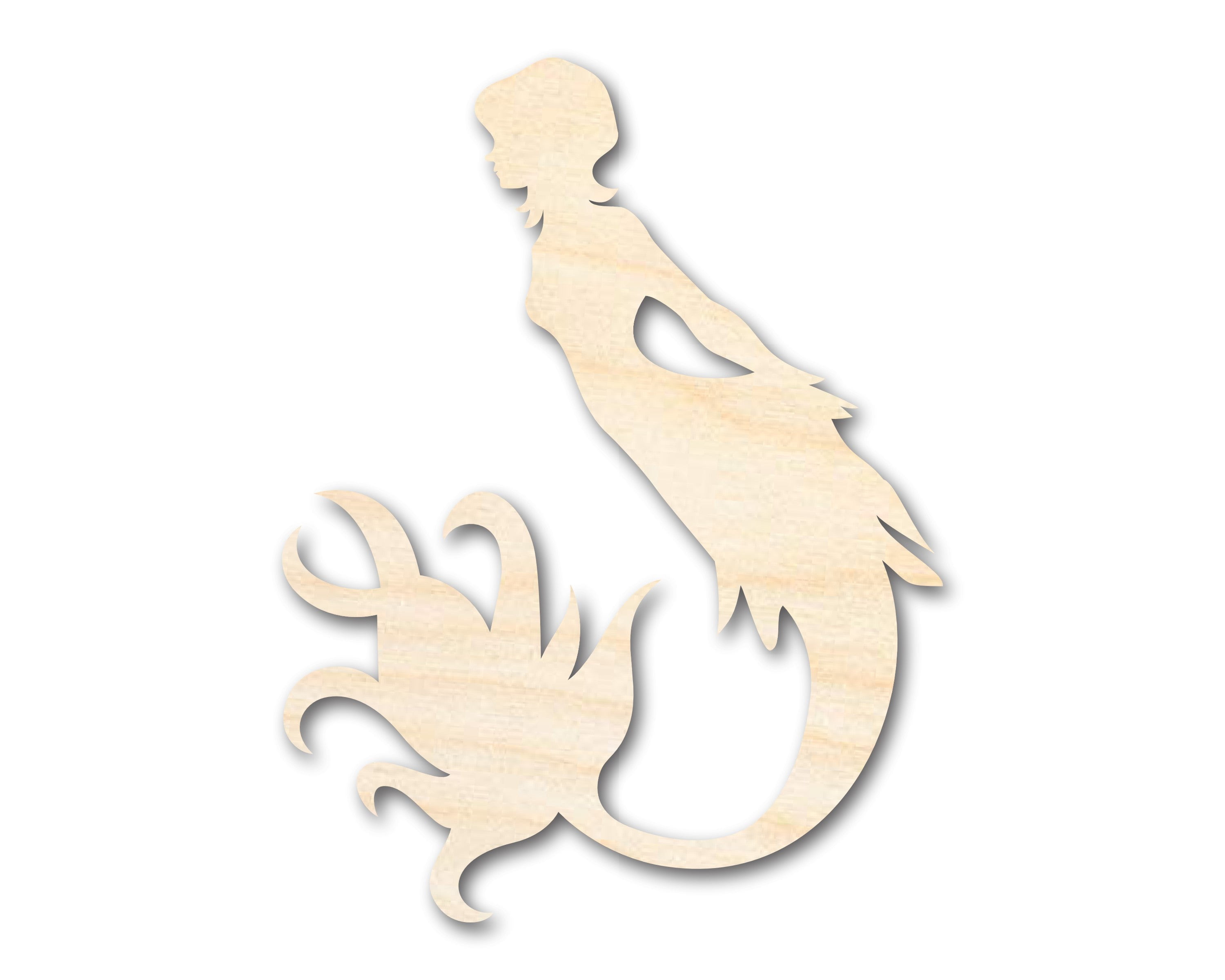 Unfinished Wood Cute Mermaid Siren Silhouette - Craft - up to 46" DIY ...