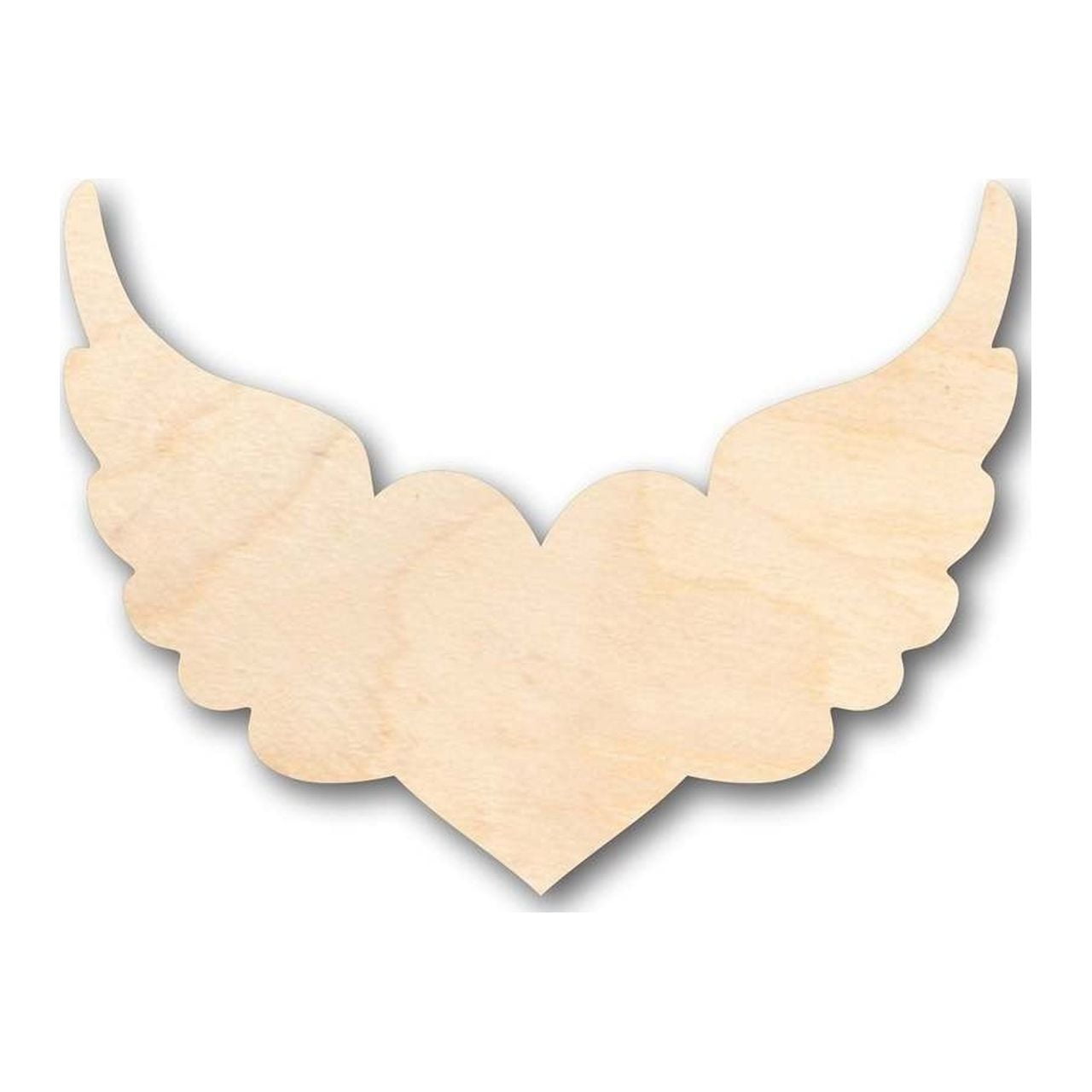 Unfinished Wood Cutout Craft Winged Heart Shape up to 24" DIY ...