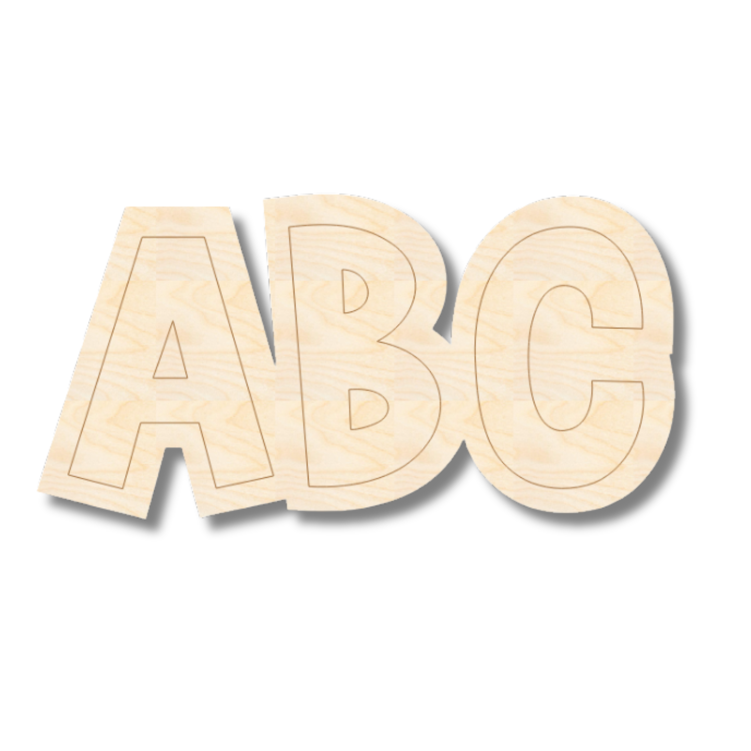 Unfinished Wood Etched ABC Shape 6" / 1/4" - Walmart.com