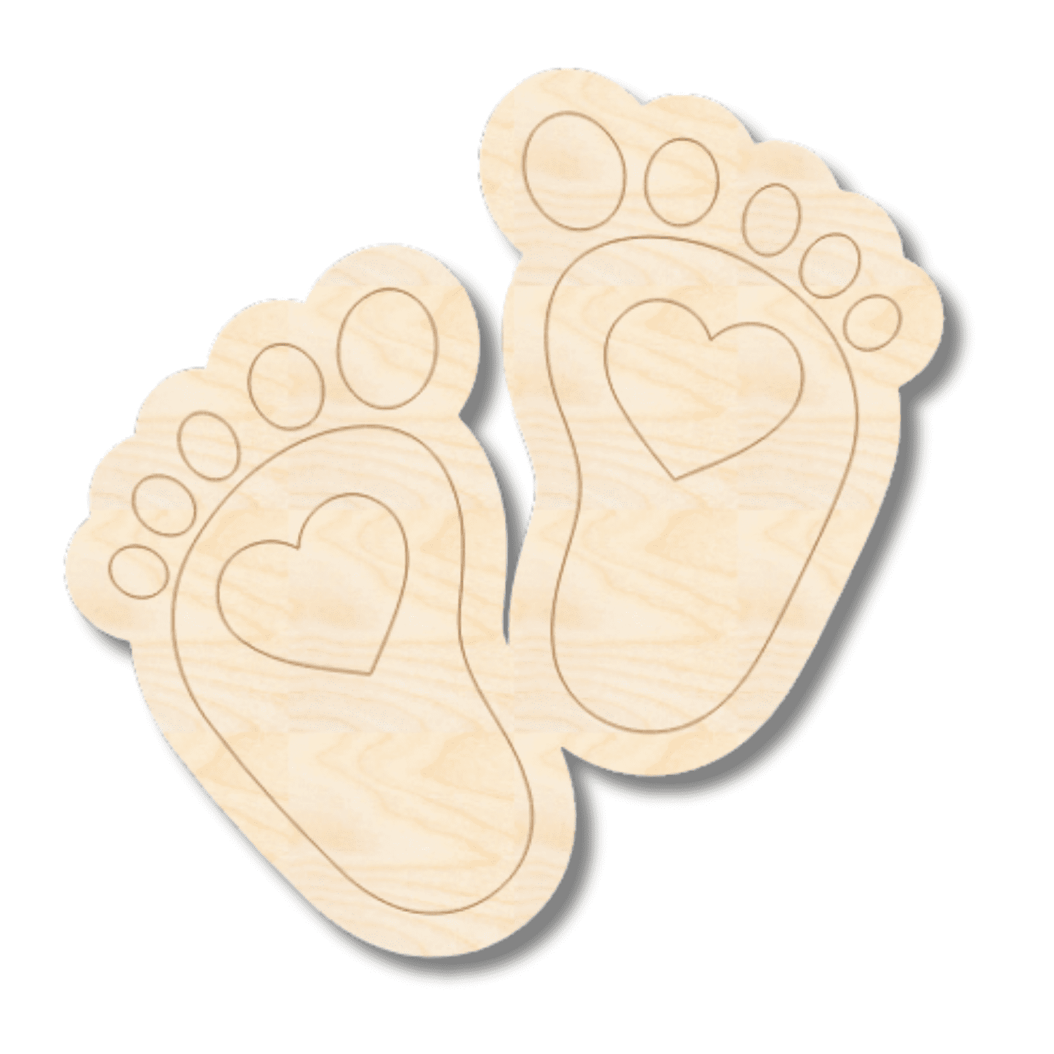 Unfinished Wood Etched Baby Feet Shape | Paint By Line Crafts | up to ...