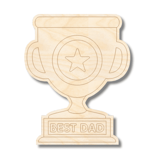 Unfinished Wood Etched Best Dad Trophy Shape | Paint By Line Crafts ...