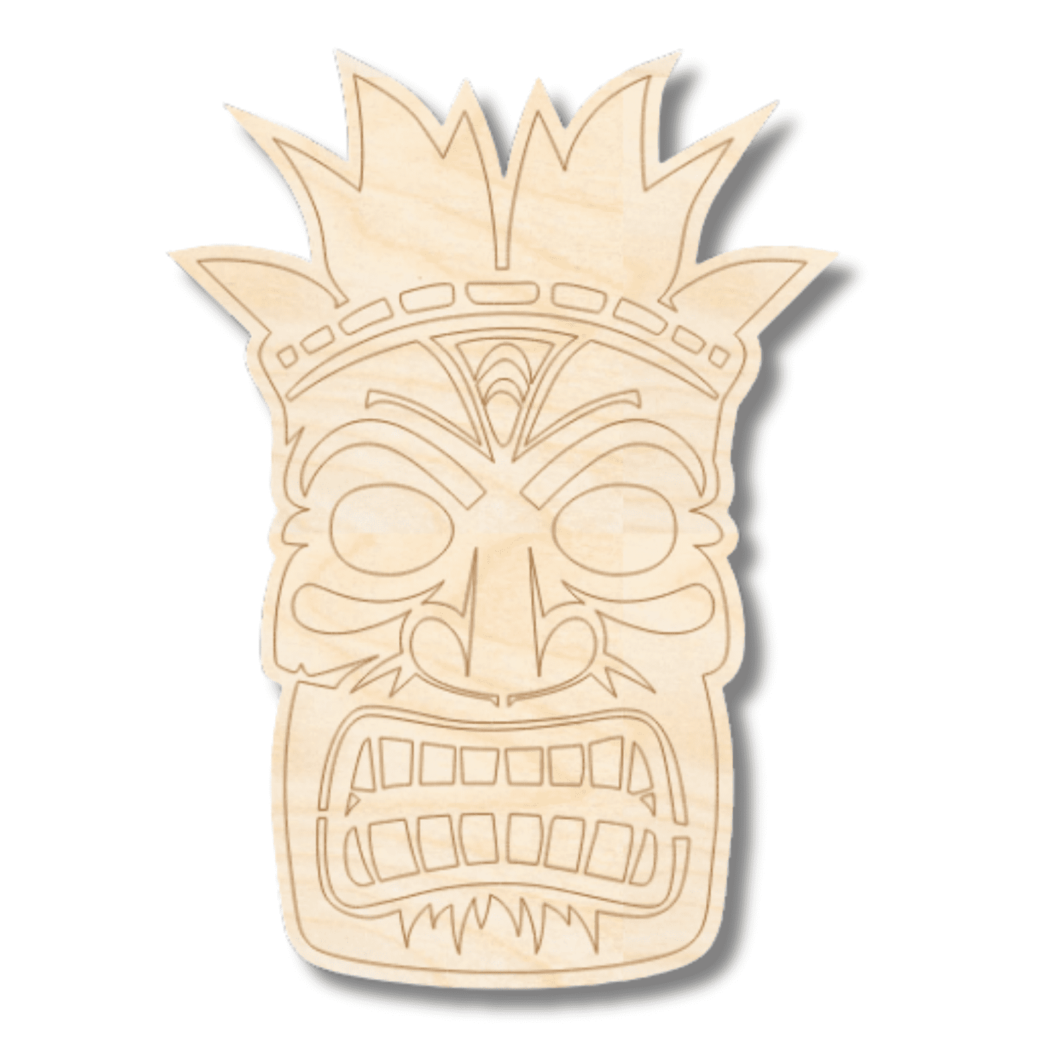 Unfinished Wood Etched Big Tiki Shape 8" / 1/8" - Walmart.com