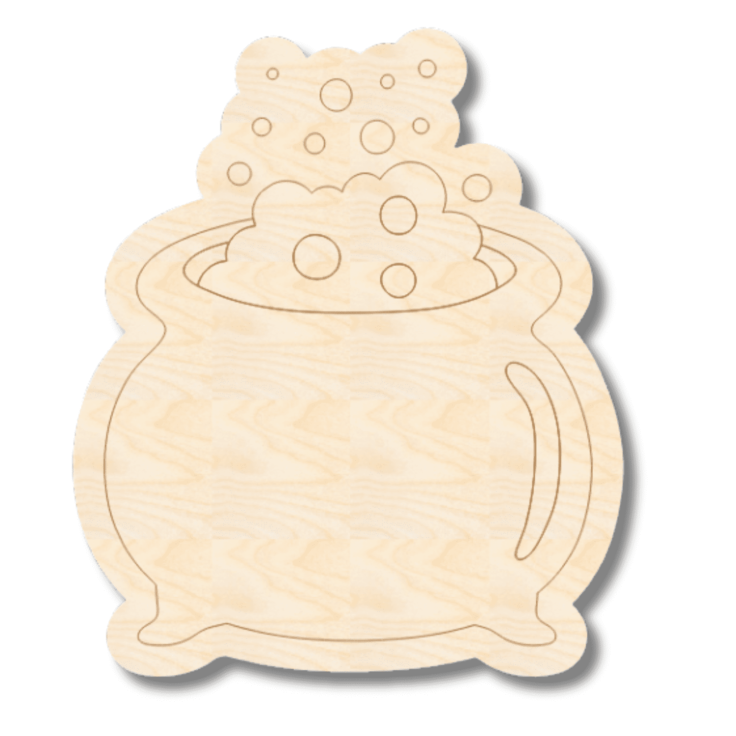 Unfinished Wood Etched Bubbling Witch Cauldron Shape | Paint By Line ...