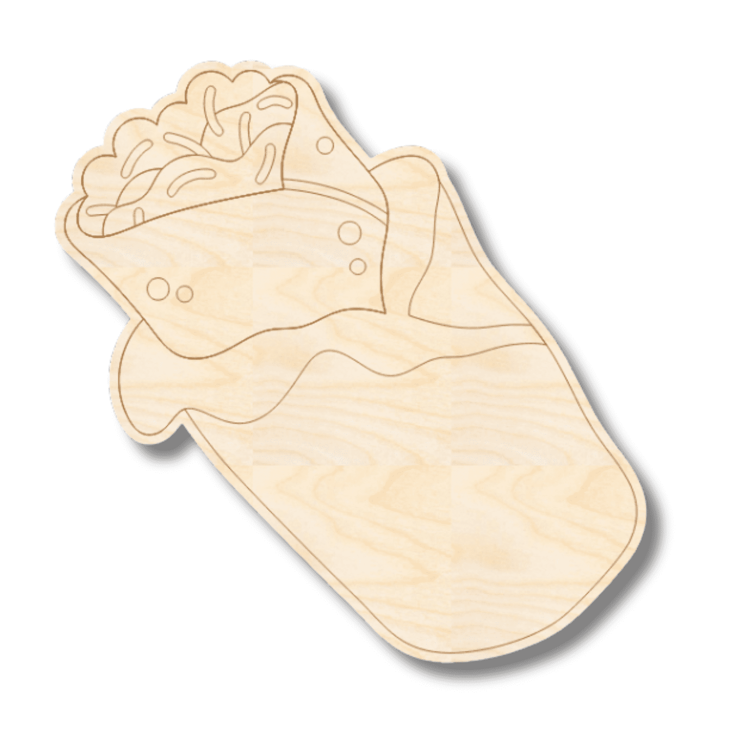 Unfinished Wood Etched Burrito Shape | Paint By Line Crafts | up to 30 ...