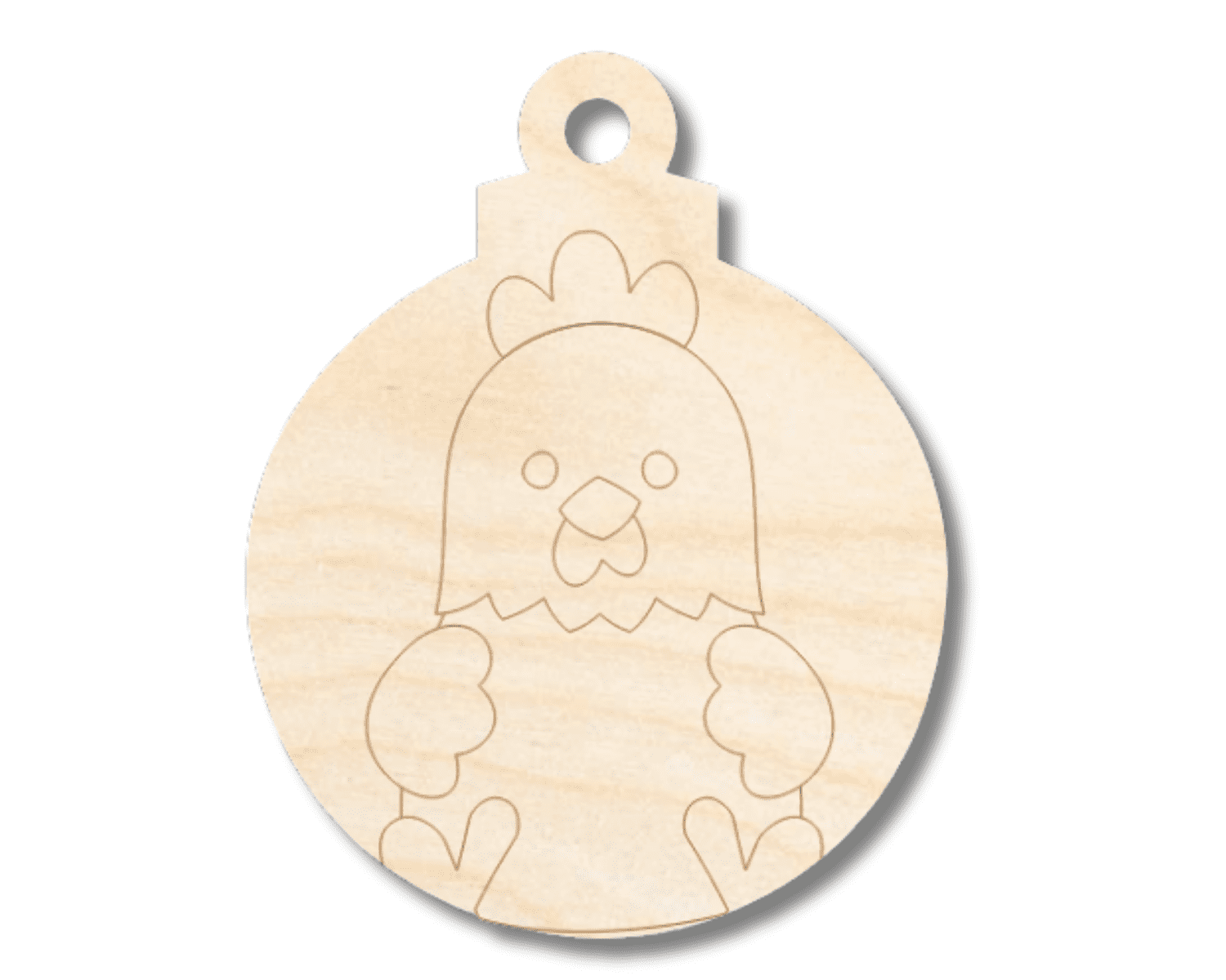 Unfinished Wood Etched Chicken Ornament Shape | Paint By Line Crafts ...