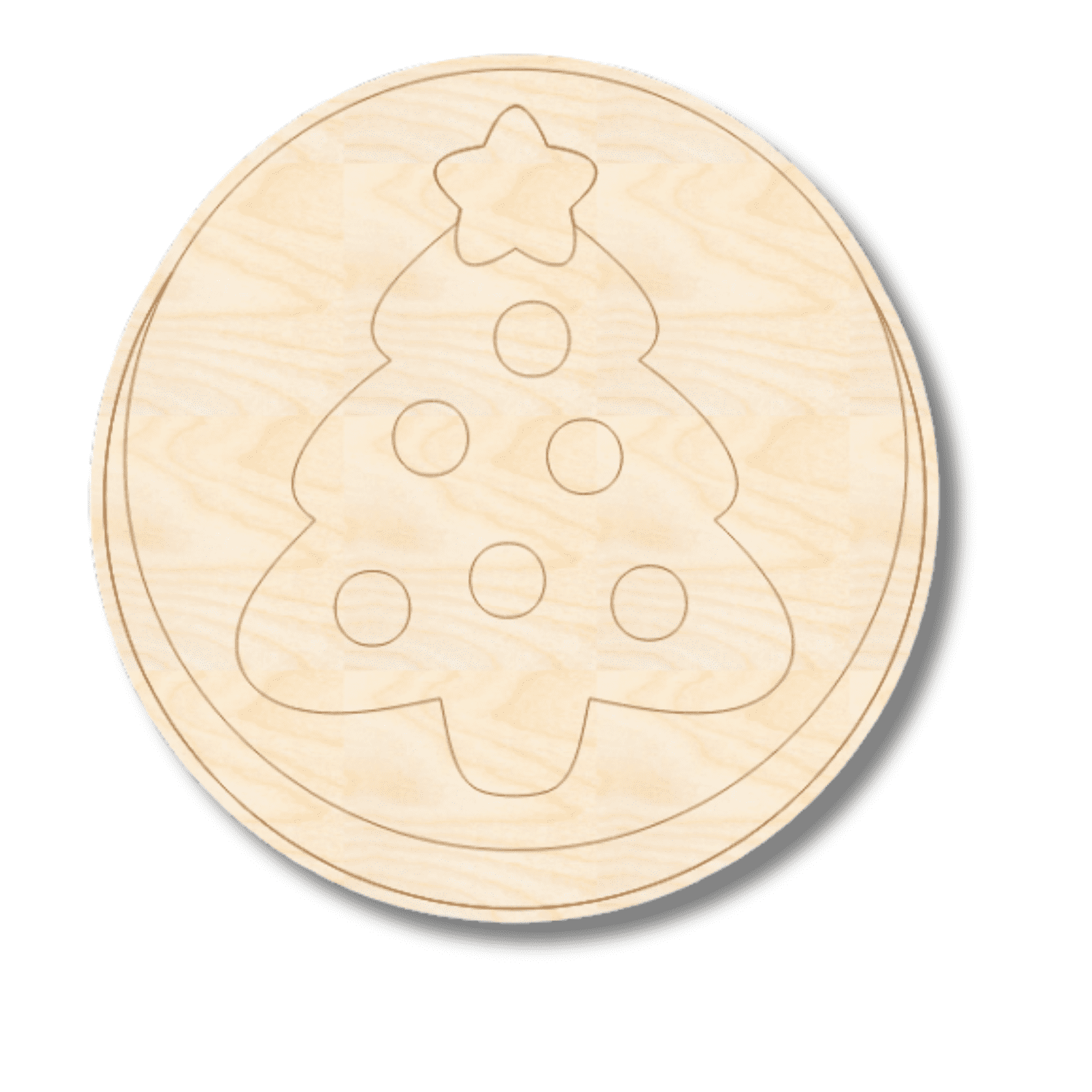 Unfinished Wood Etched Christmas Tree Cookie Shape | Paint By Line ...